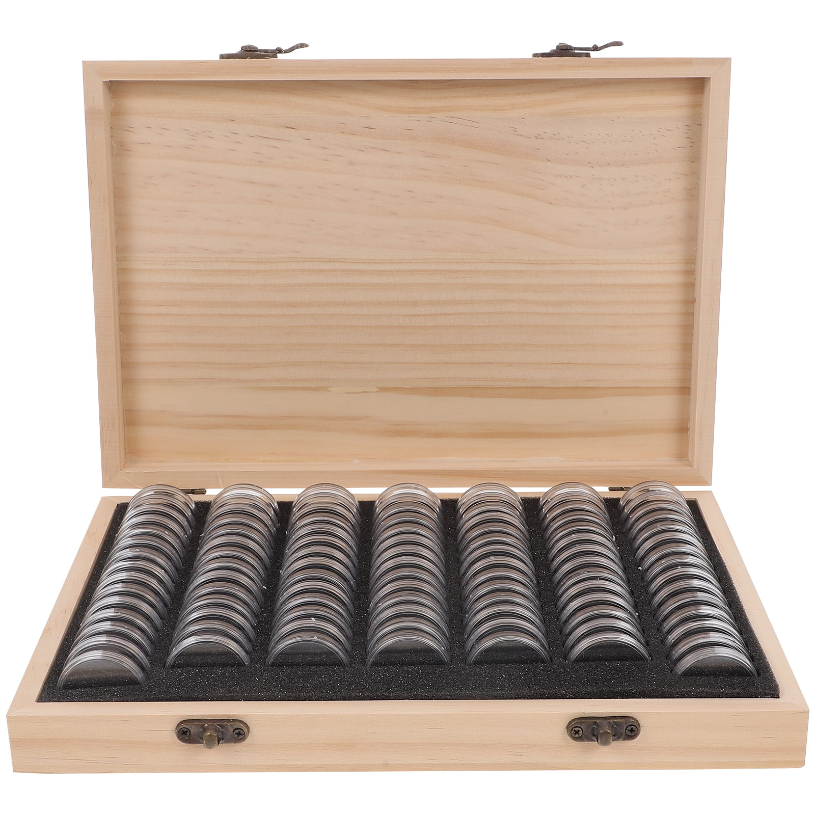 Wooden Coin Capsules Holder Coin Storage Box Lockable Cash Box Coins ...