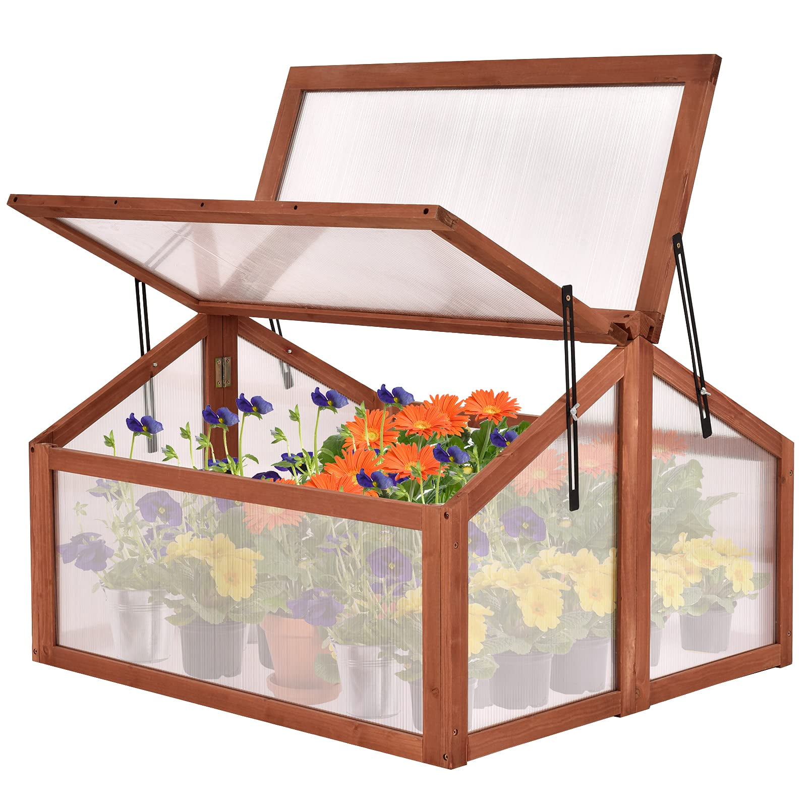 Wooden Cold Frame Greenhouse, 35.5”L x 31.5”W x 23”H Wood Garden Raised ...