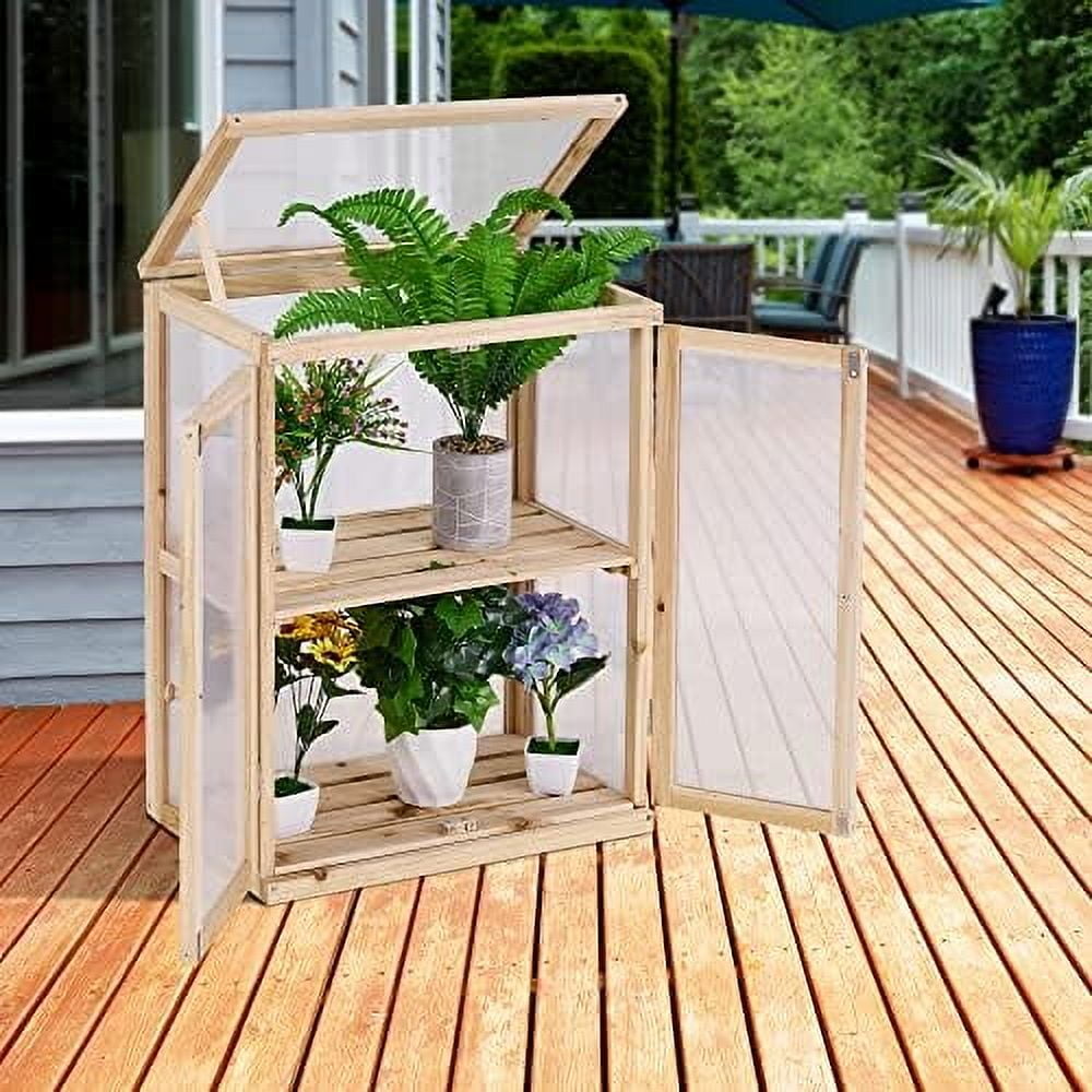 Wooden Cold Frame Raised Planter Greenhouse Bed Durable Sturdy Heavy ...