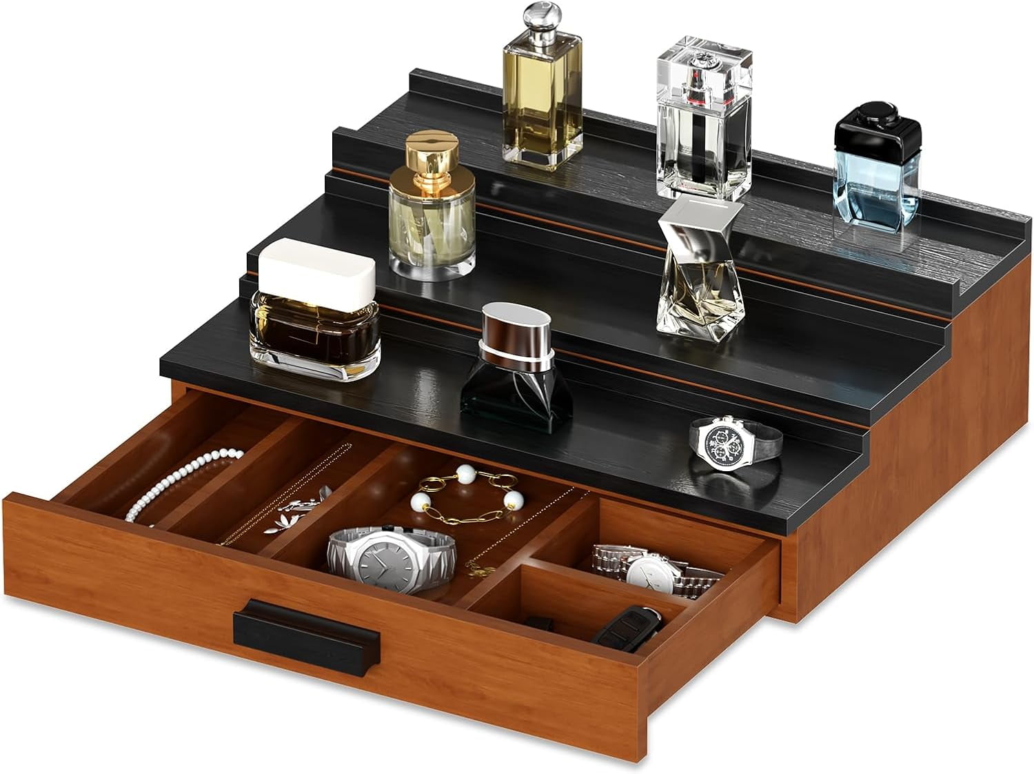 Wooden Cologne Organizer, 3 Tier of Elevated Cologne Display Shelf with ...