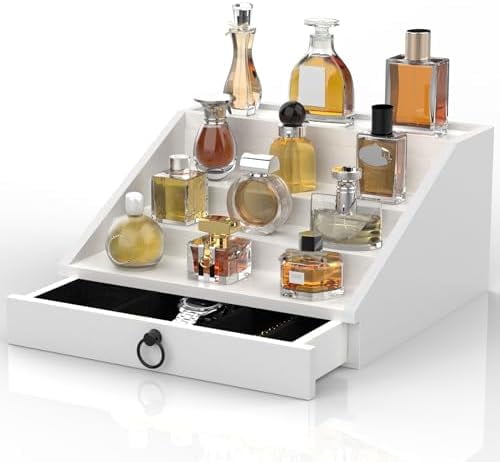 Wooden Cologne Organizer for Men Enhanced 4 Tier Cologne Stand Shelf ...