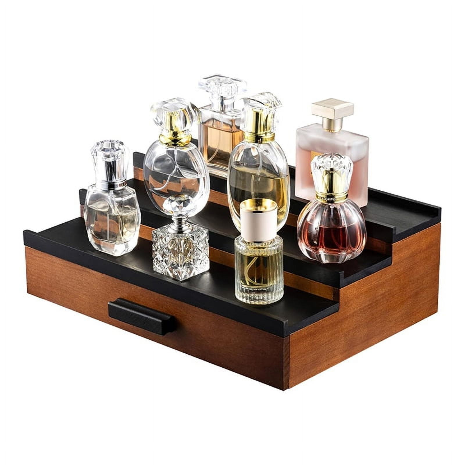 Wooden Cologne Organizer Shelf for Men Dresser, 3 Tier Display Stand ...