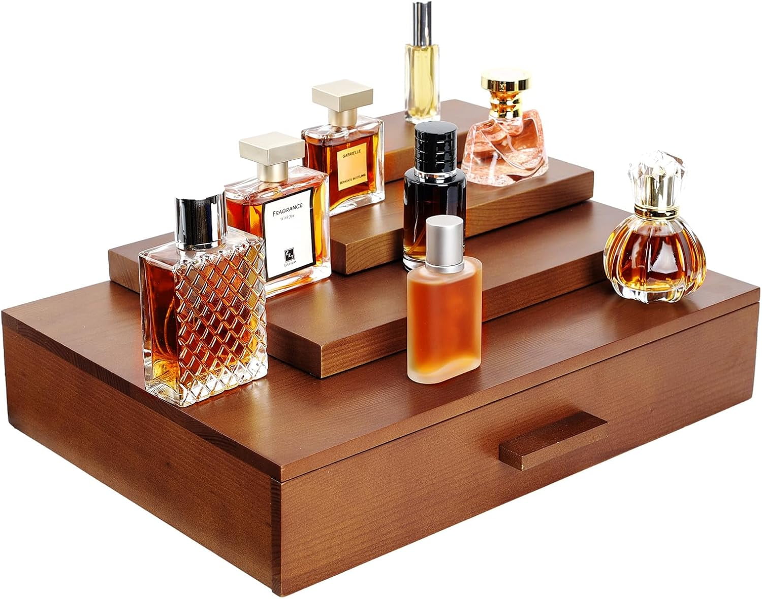 Wooden Cologne Organizer for Man 4 Tiered Display Risers Stand Storage ...