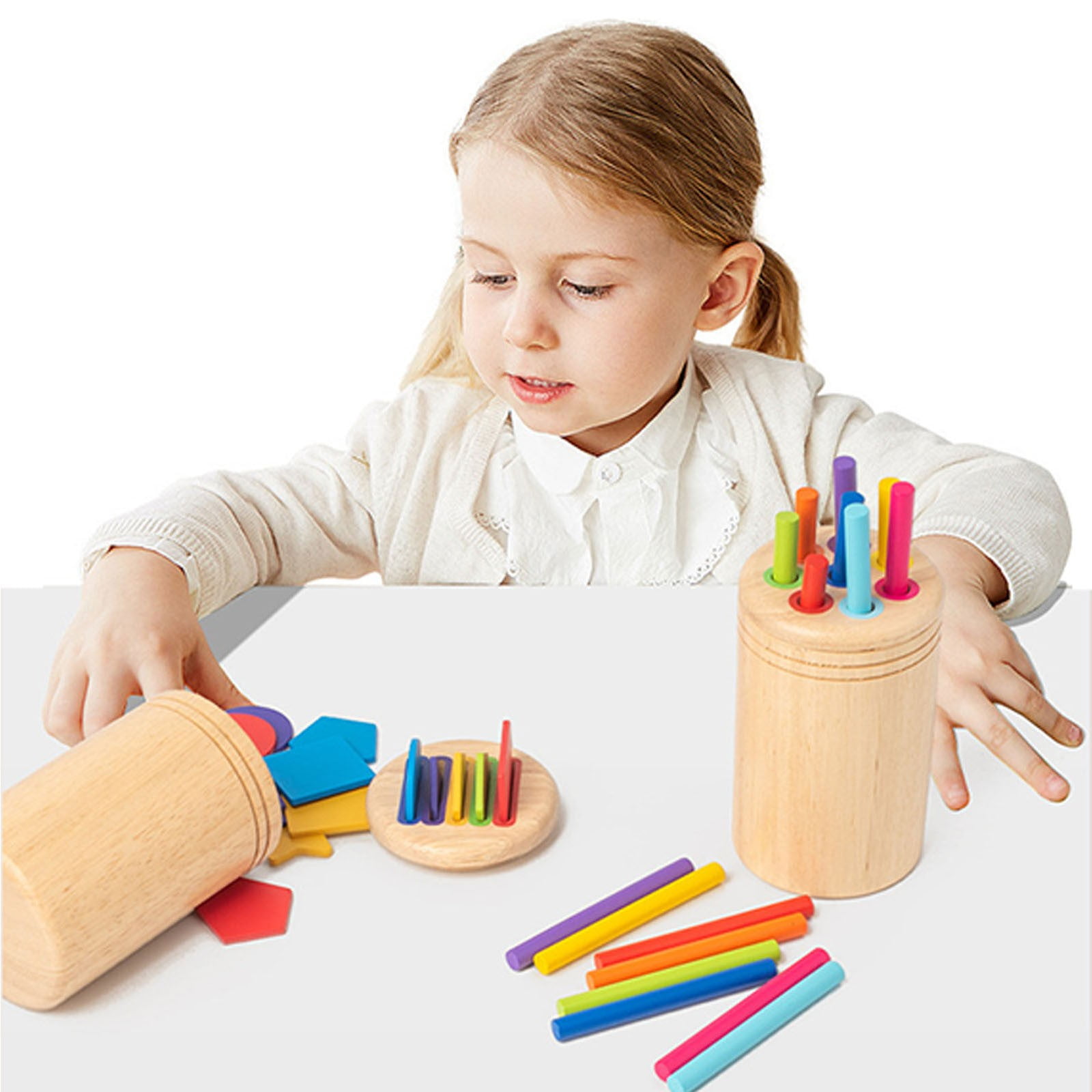Wooden Color Sorting Toys Set | Fine Motor Skills Development | Sensory ...