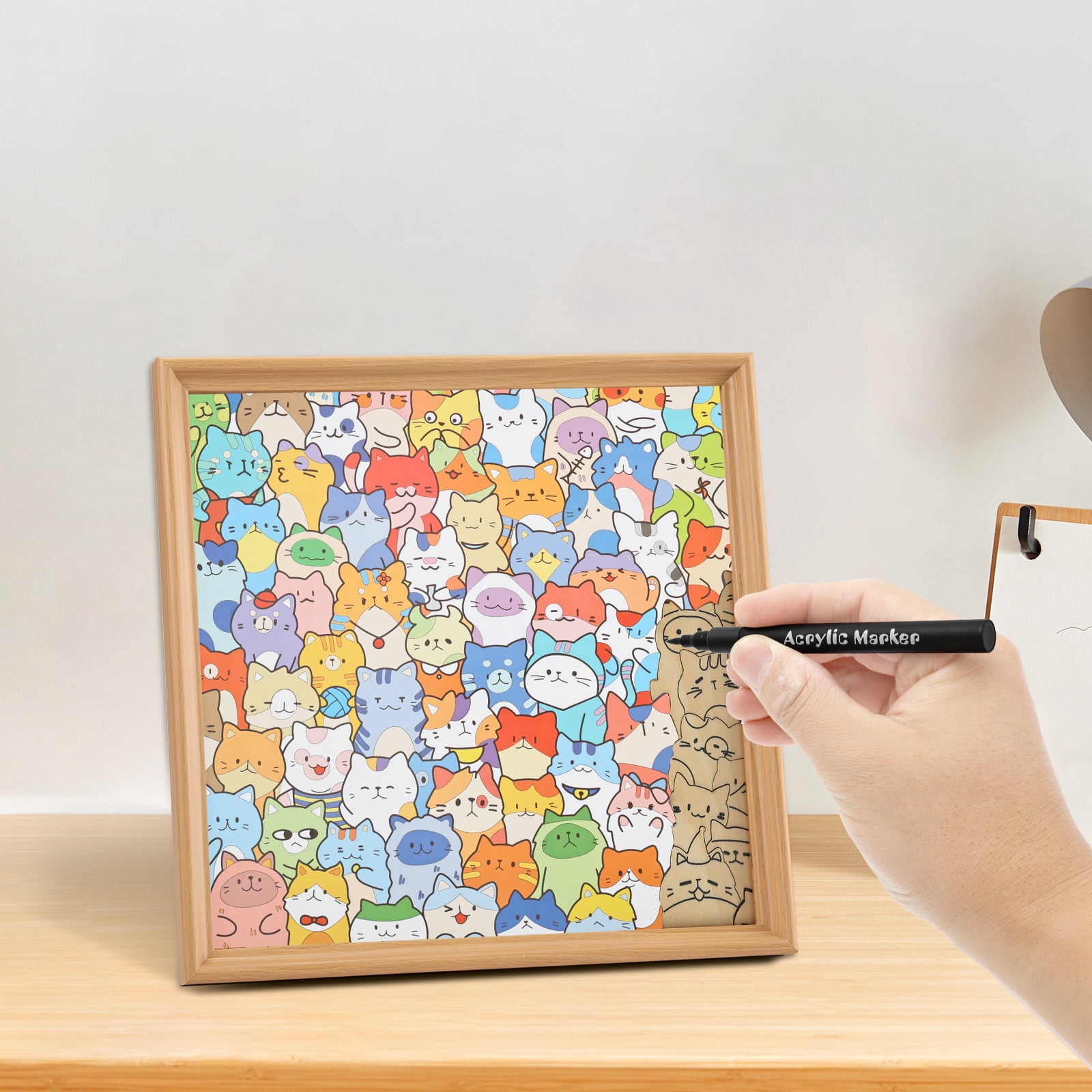 Wooden Coloring Puzzle with 12 Color Marker Glue Instruction Diagram ...