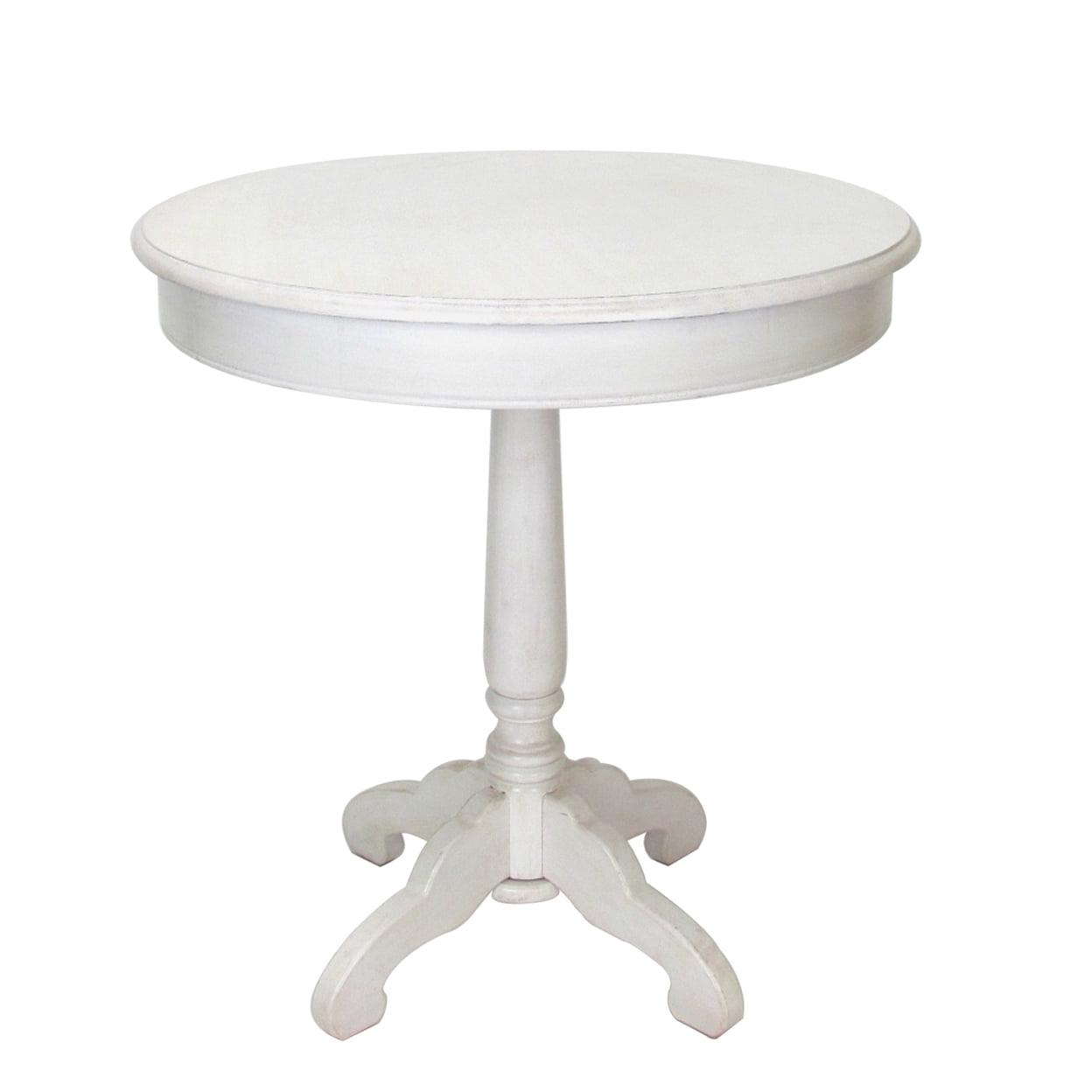 Wooden Column Table with Turned Pedestal Legs, White- Saltoro Sherpi ...