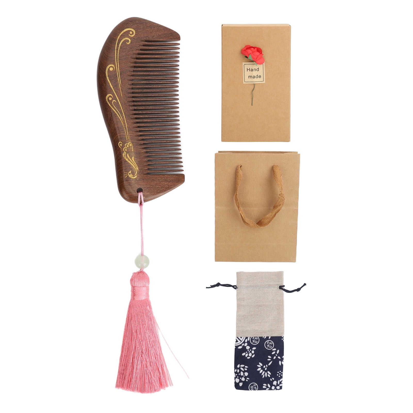 Wooden Comb Vintage Prevent Static Reduce Split Ends Scalp Massage Fine ...