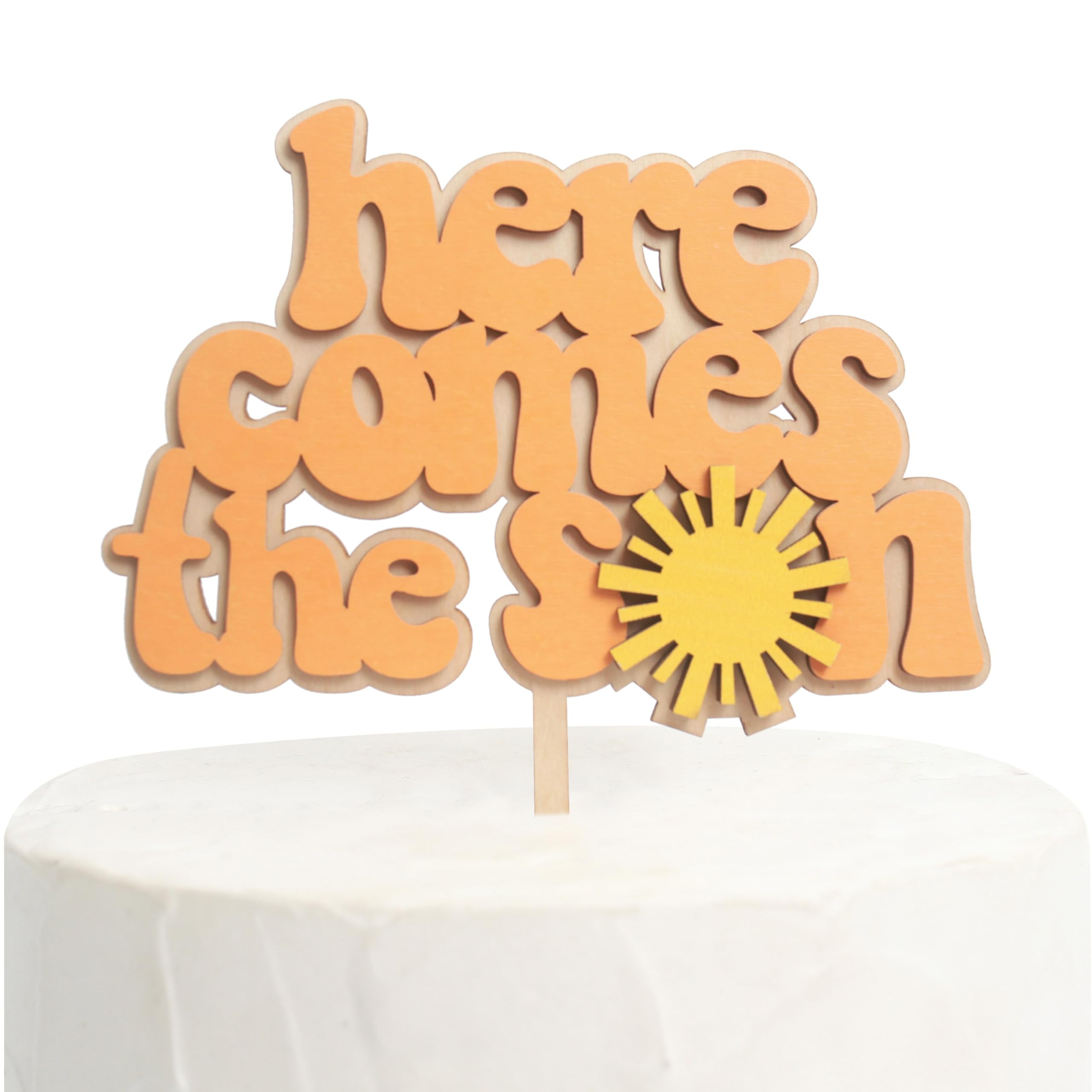 Wooden Here ComesITSC The Sun Cake Topper，Birthday Cake Topper For Boys ...
