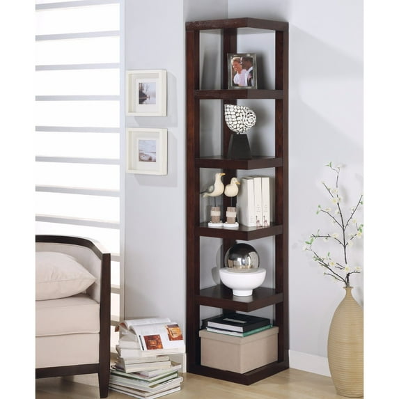 Wooden Contemporary Corner Bookcase, Brown - Walmart.com