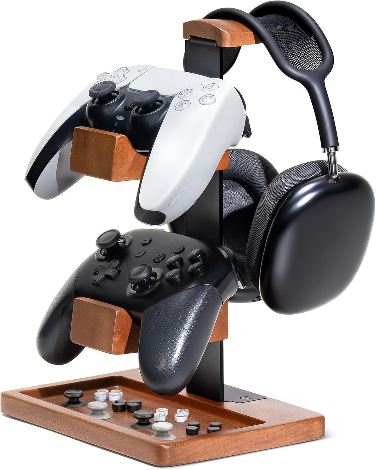 Wooden Controller Stand & Headphone Holder, Dual Gamepad Mount with ...
