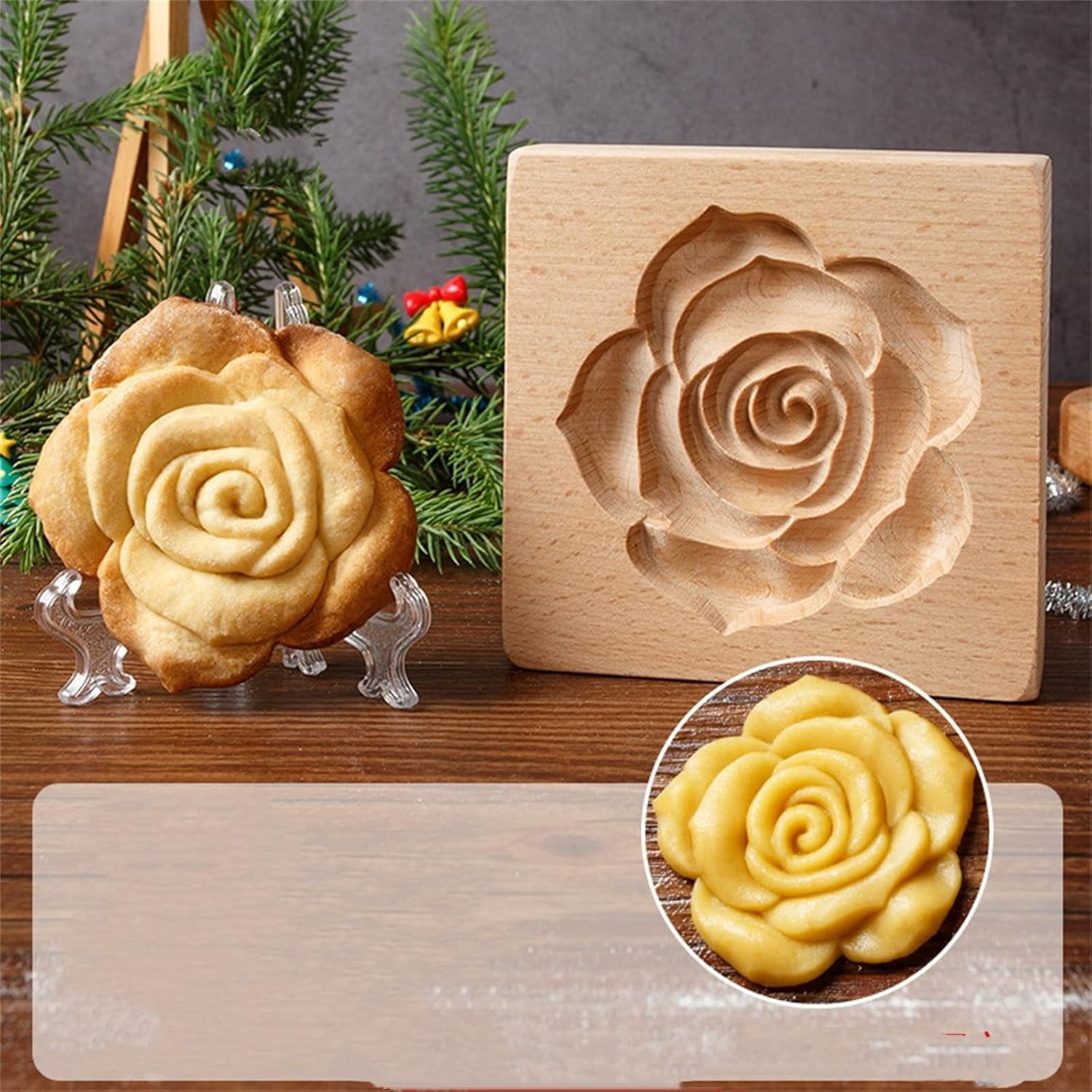 Wooden Cookie Cutter Embossing Mold, Rose Cookie Mold, Wooden Cookie ...