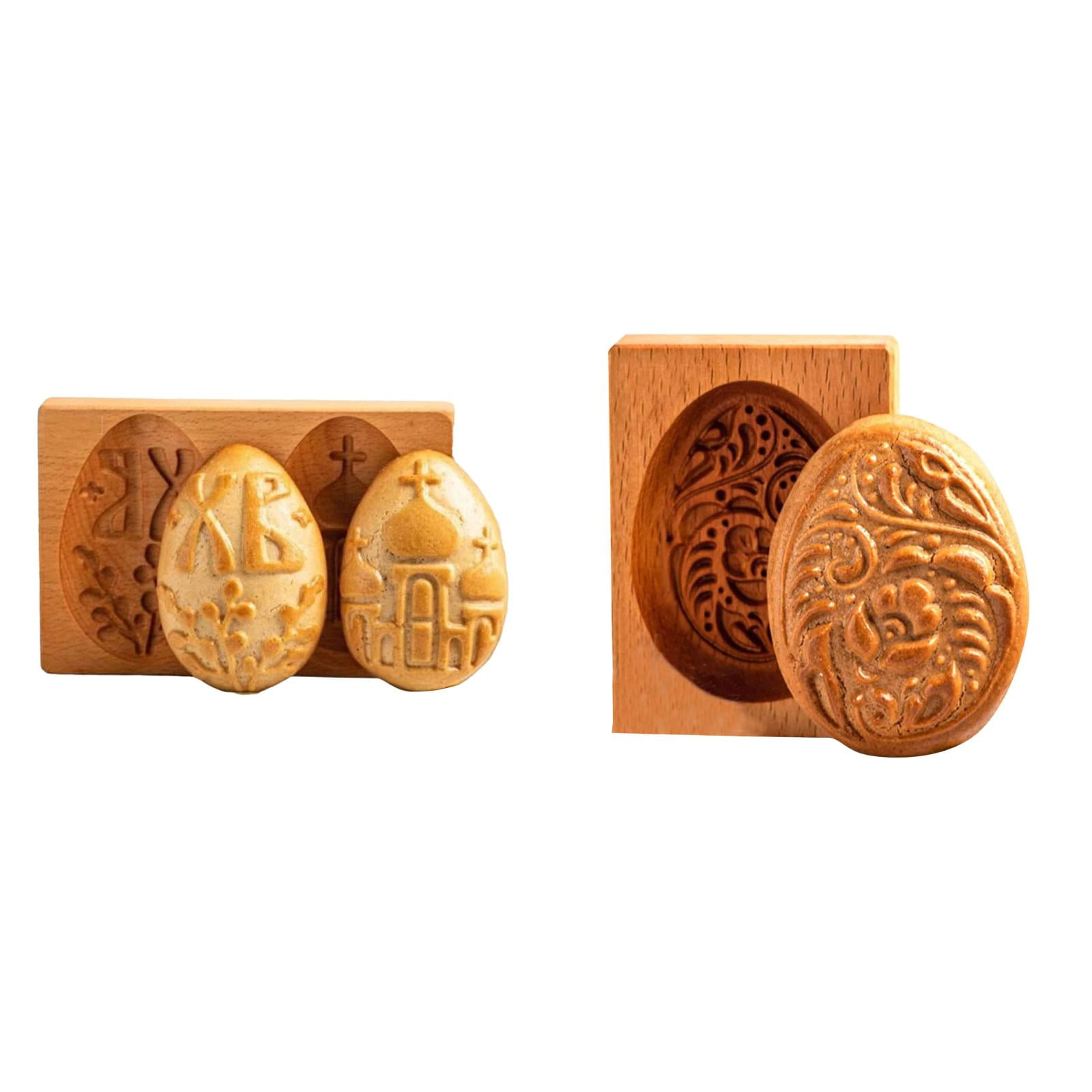 Wooden Cookie Molds 2PC, Wooden Cookie Stamps for Baking, Easter Eggs ...