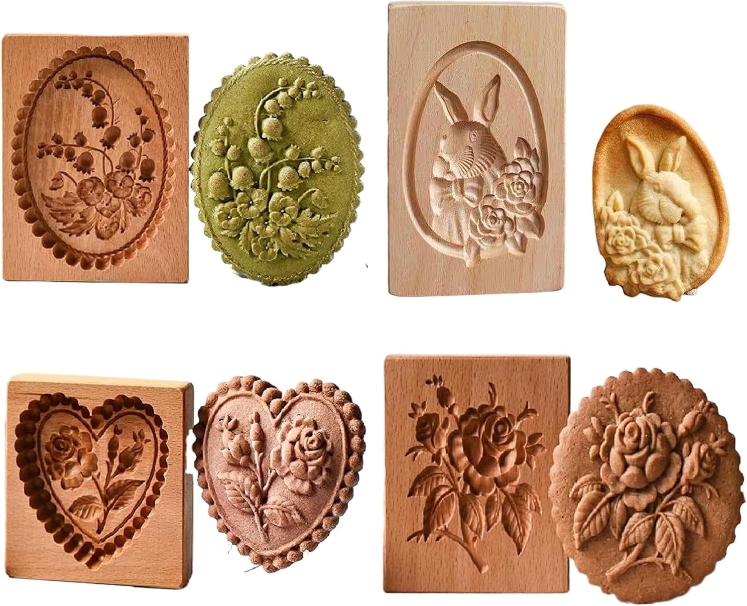 Wooden Cookie Molds Cookie Stamps: 3D Carved Wooden Cookie Cutter ...