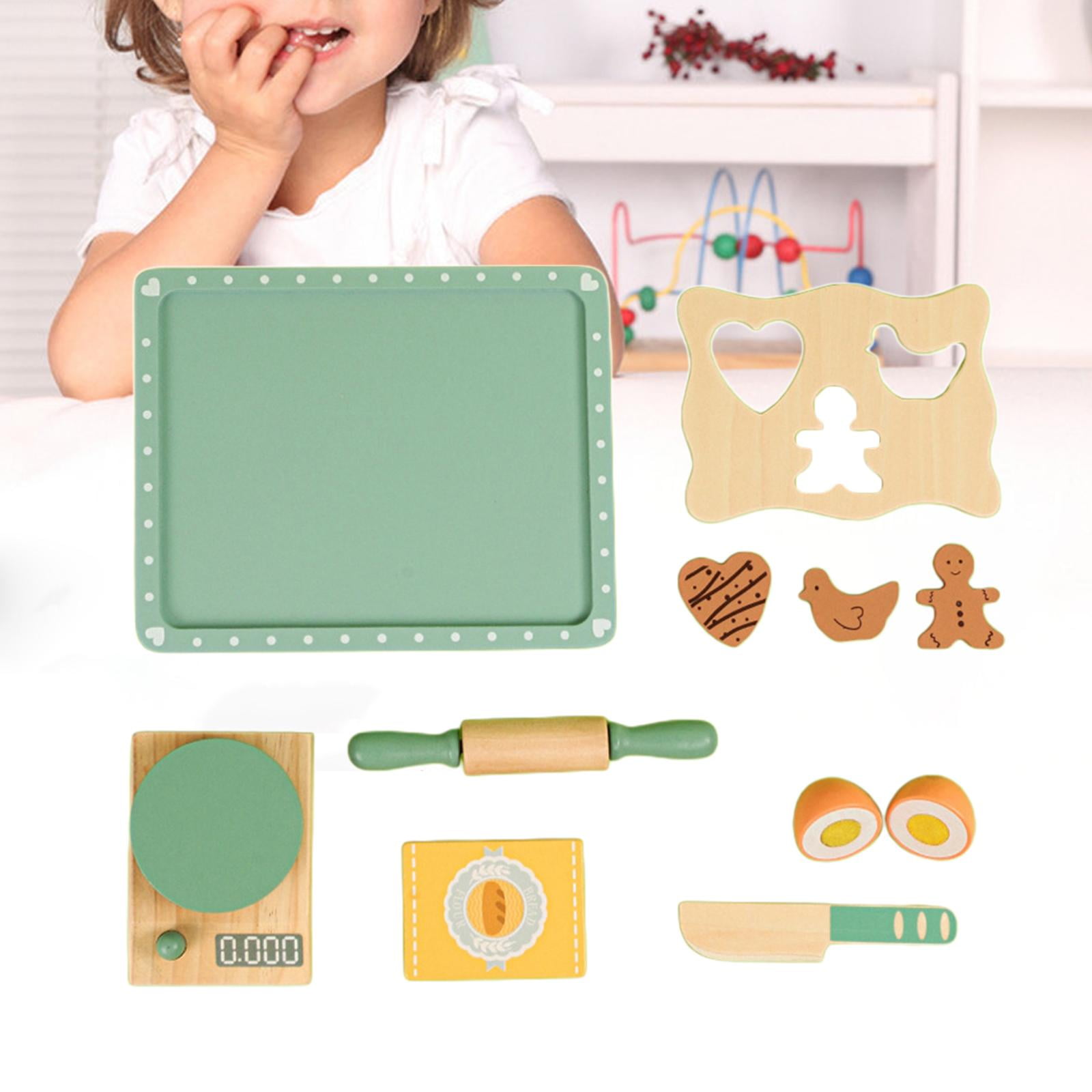 Wooden Cookie Set Pretend Kitchen Baking Cookies Food Toy and Accessory ...