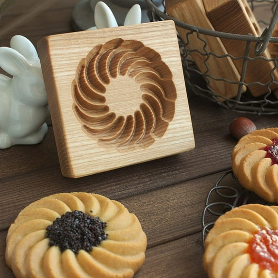 Wooden Cookie Stamp & Shortbread Mold Set - 3D Embossing Baking Molds ...