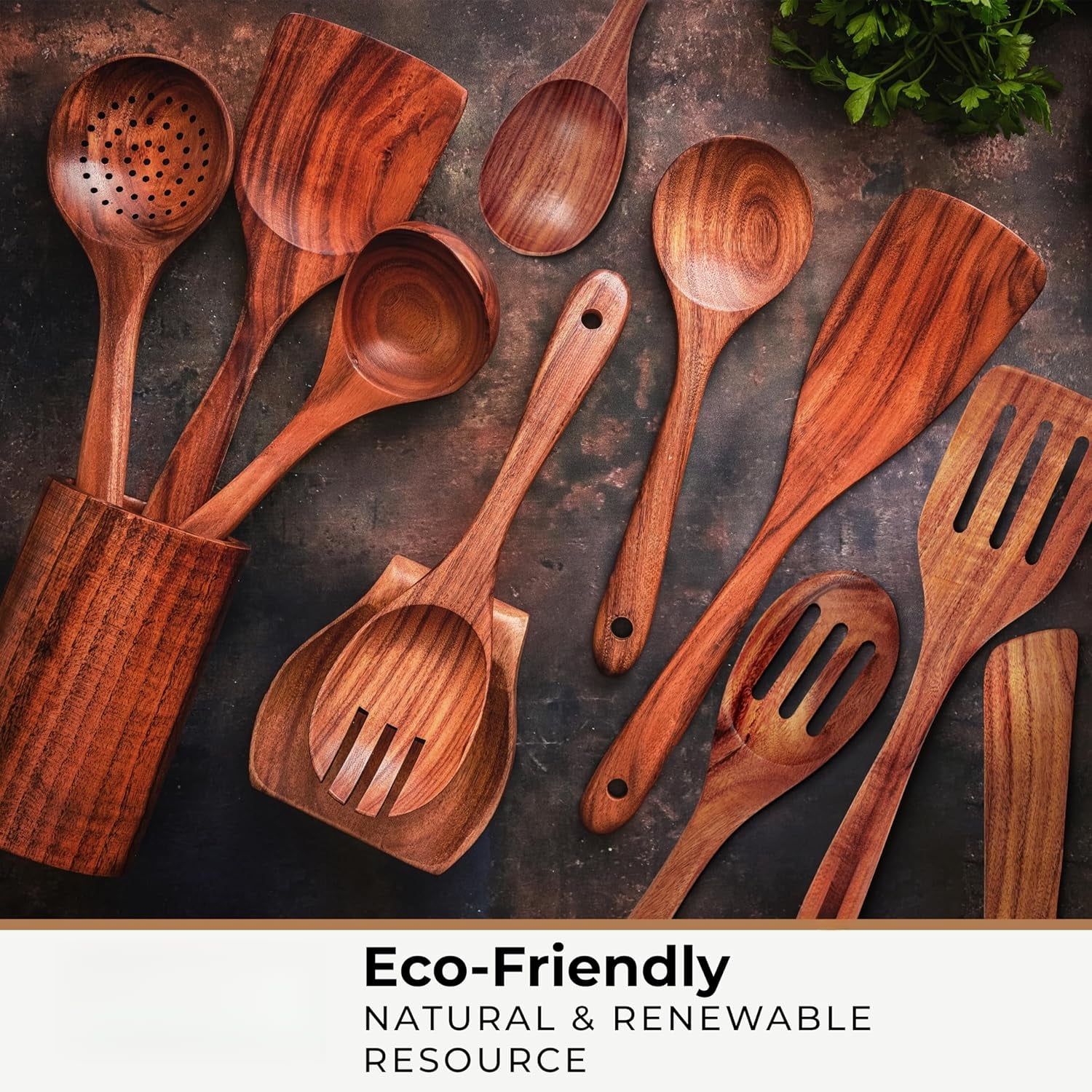 Wooden Cooking Spoons and Tools Solid Teak Material | 12-Piece Savings ...