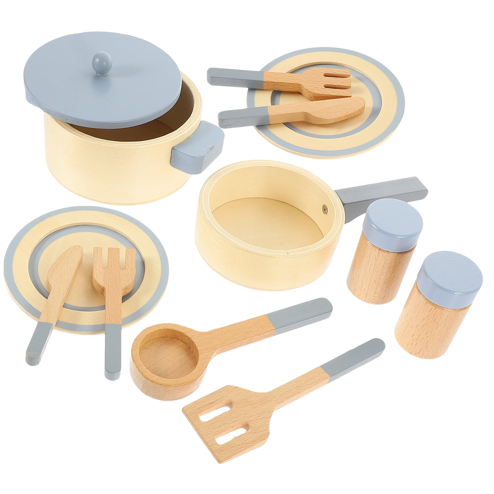 Wooden Cooking Utensils Pretend Cookware Playset Toy Kitchen ...