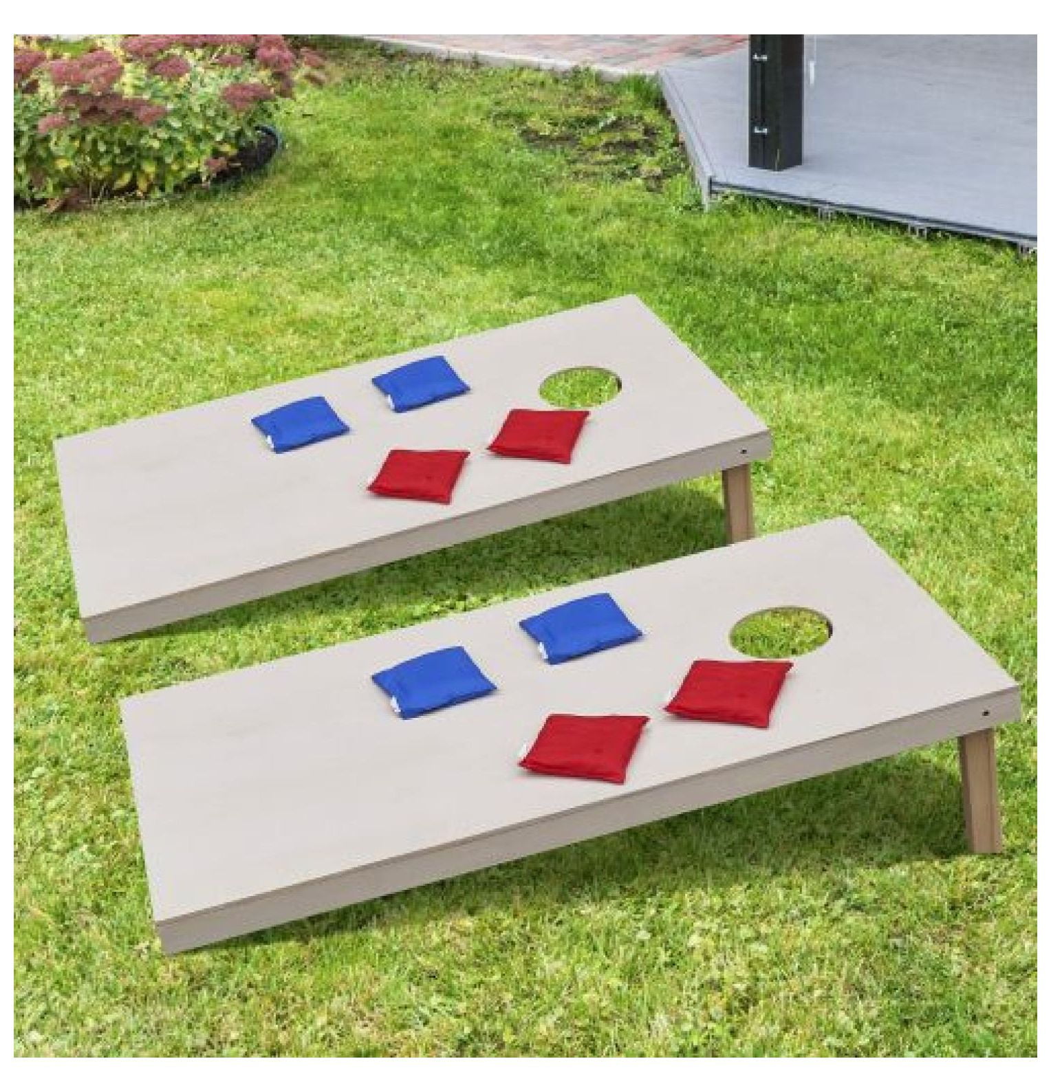 Wooden Cornhole Boards Set 4 x 2'', Portable Outdoor Yard Cornhole Game ...
