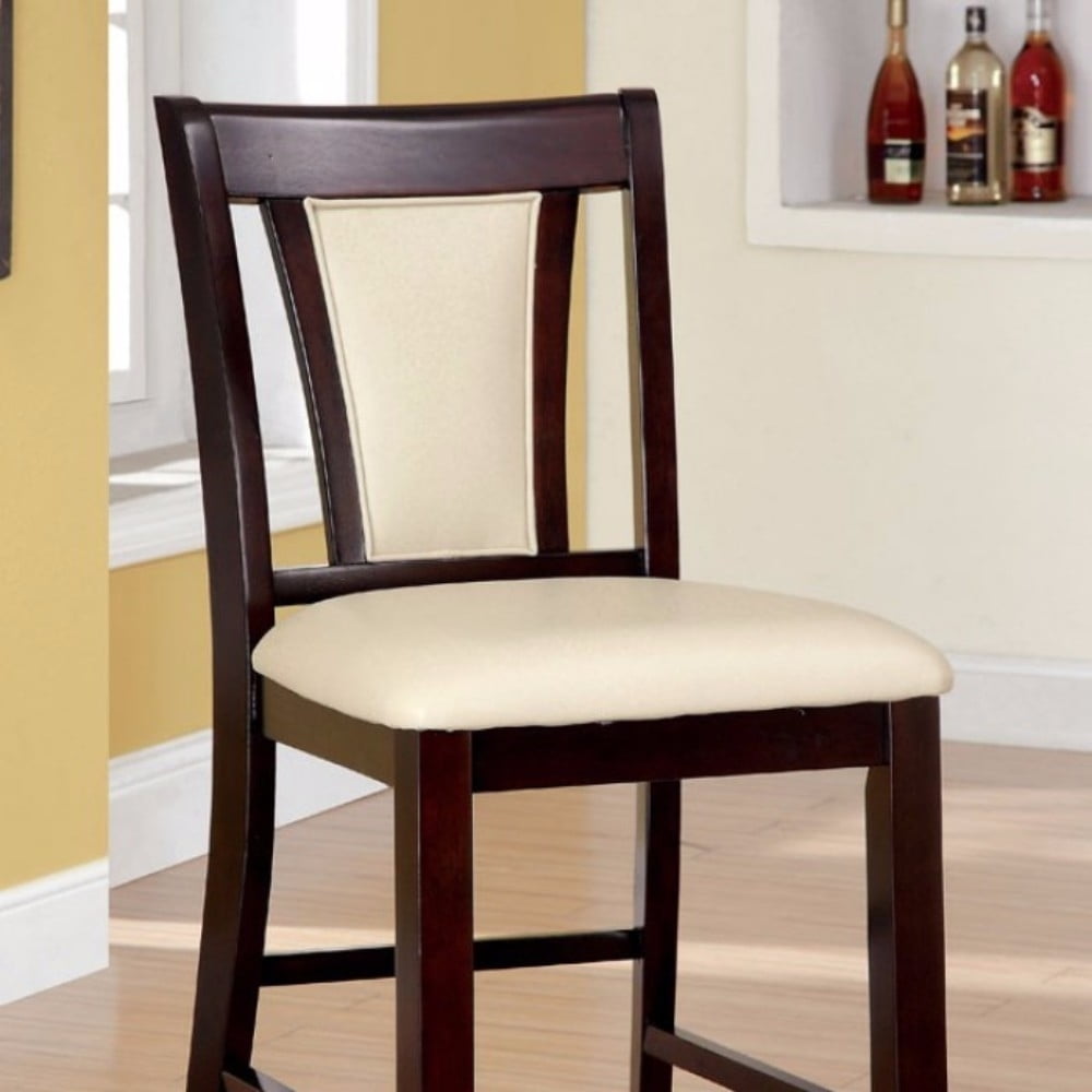 Wooden Counter Height Chair With Padded Seat and Back Pack of 2 Brown ...