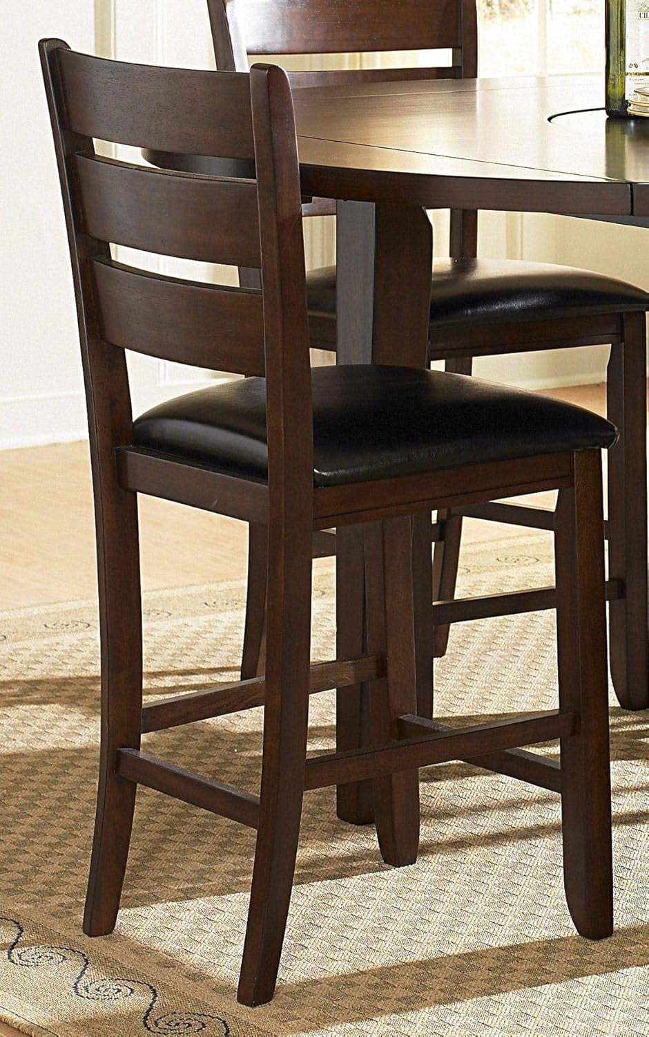 Wooden Counter Height Chair with Slatted Back, Set of Two, Brown And ...