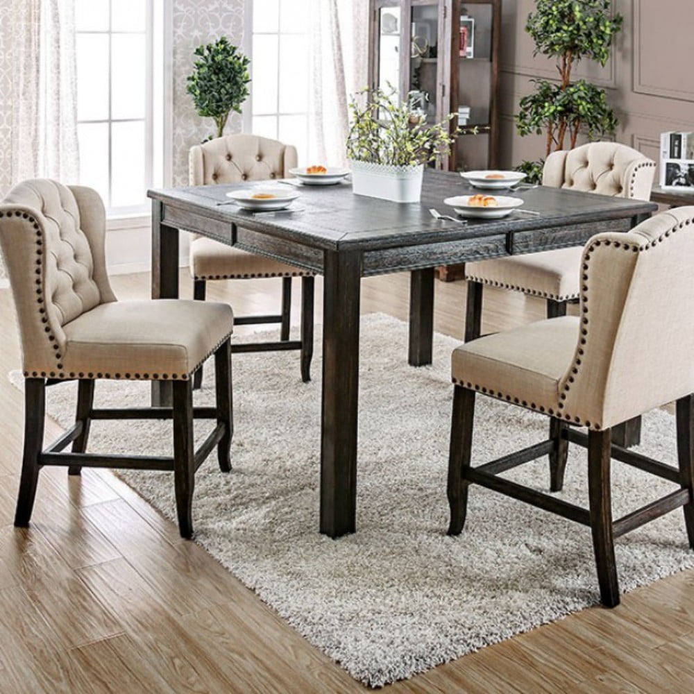 Wooden Counter Height Table With Square Top, Black - Walmart.com