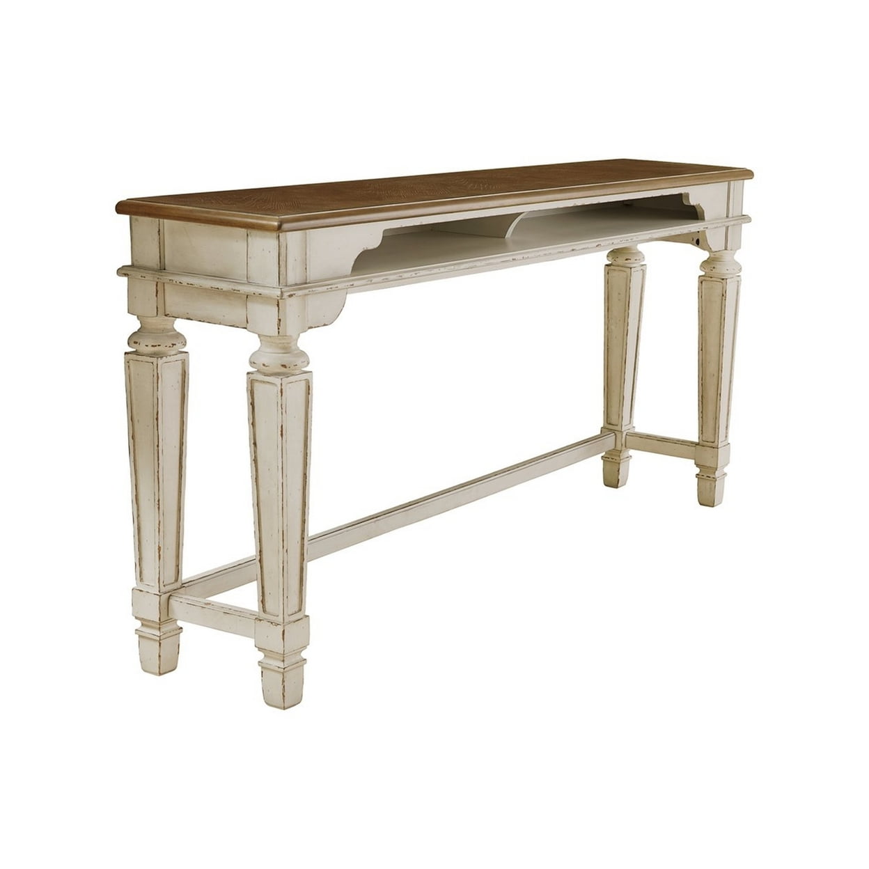 Cottage Charm Dual-Tone Wooden Counter Table with Storage Compartments ...