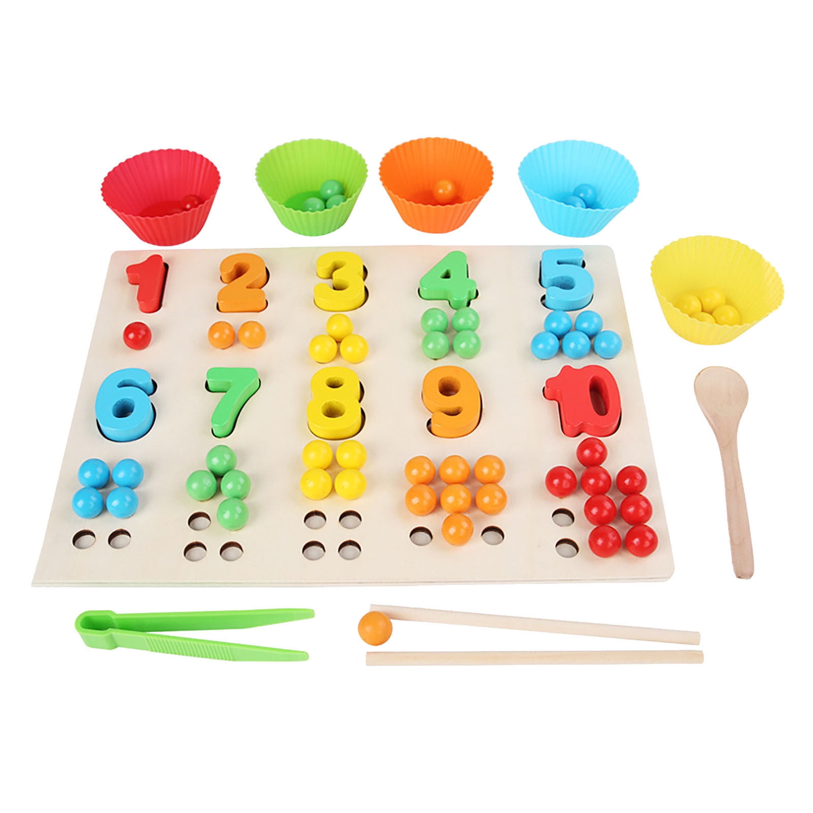 Wooden Counting Ball Board Kindergarten Math Manipulatives Number ...