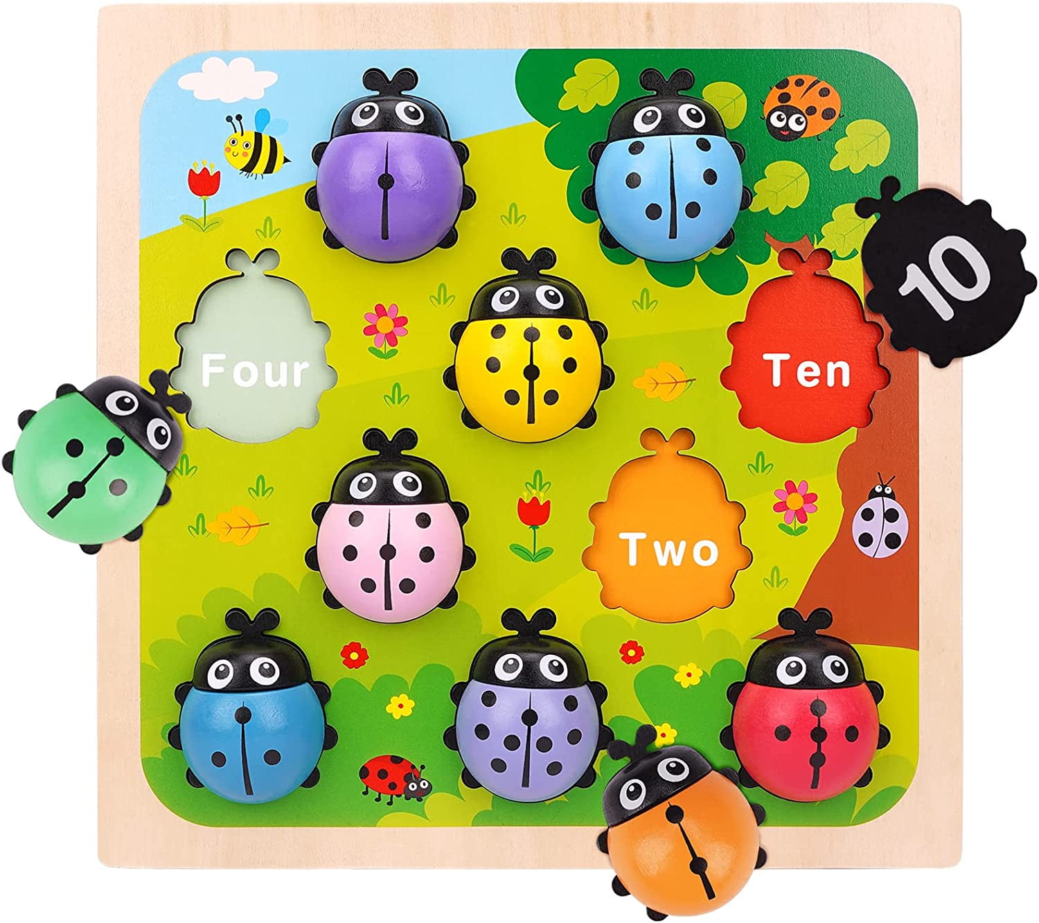 Wooden Counting Ladybugs Montessori Counting Toys for Toddlers Learning ...