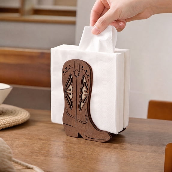 Wooden Cowboy Boot Tissue Box Holder, Rustic Farmhouse Western Decor ...