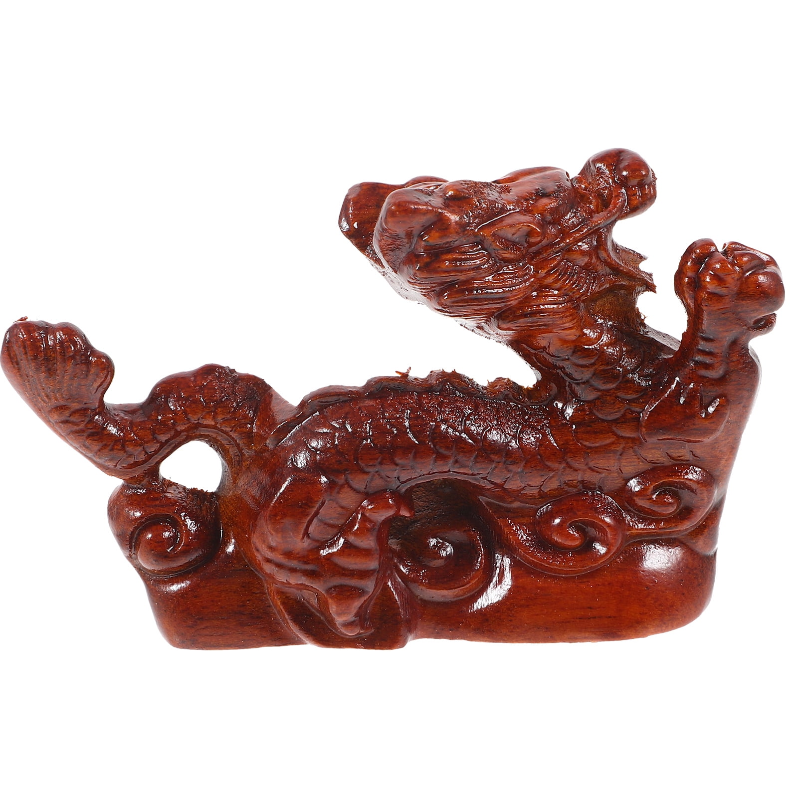 Wooden Craft Dragon Figurine Antique Animal Figurine Tabletop Dragon ...