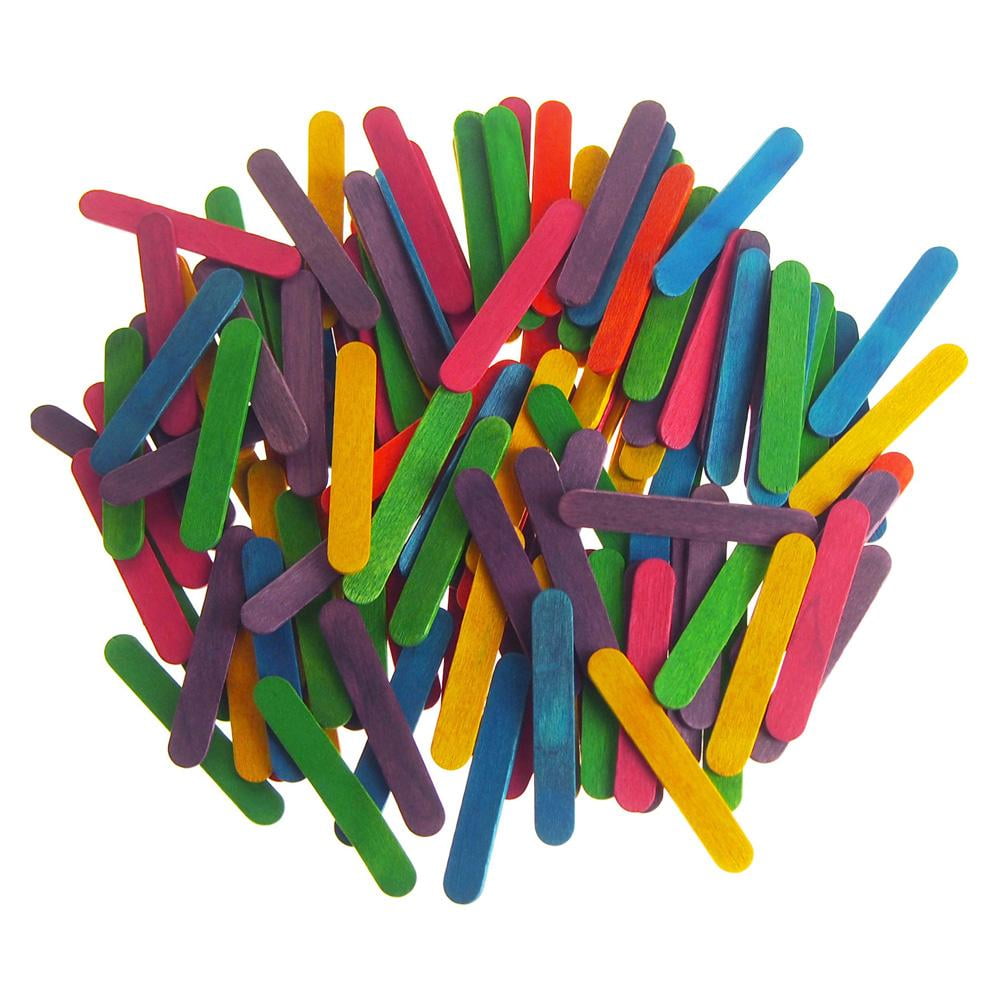 Wooden Craft Popsicle Sticks, Assorted Color, 2-1/2-Inch, 120-Piece ...