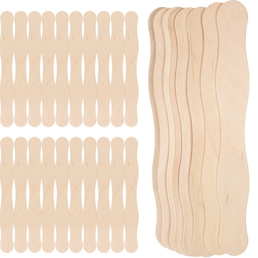 Wooden Craft Sticks,Natural Fan Handles,Wood Wavy Sticks,Jumbo Popsicle ...