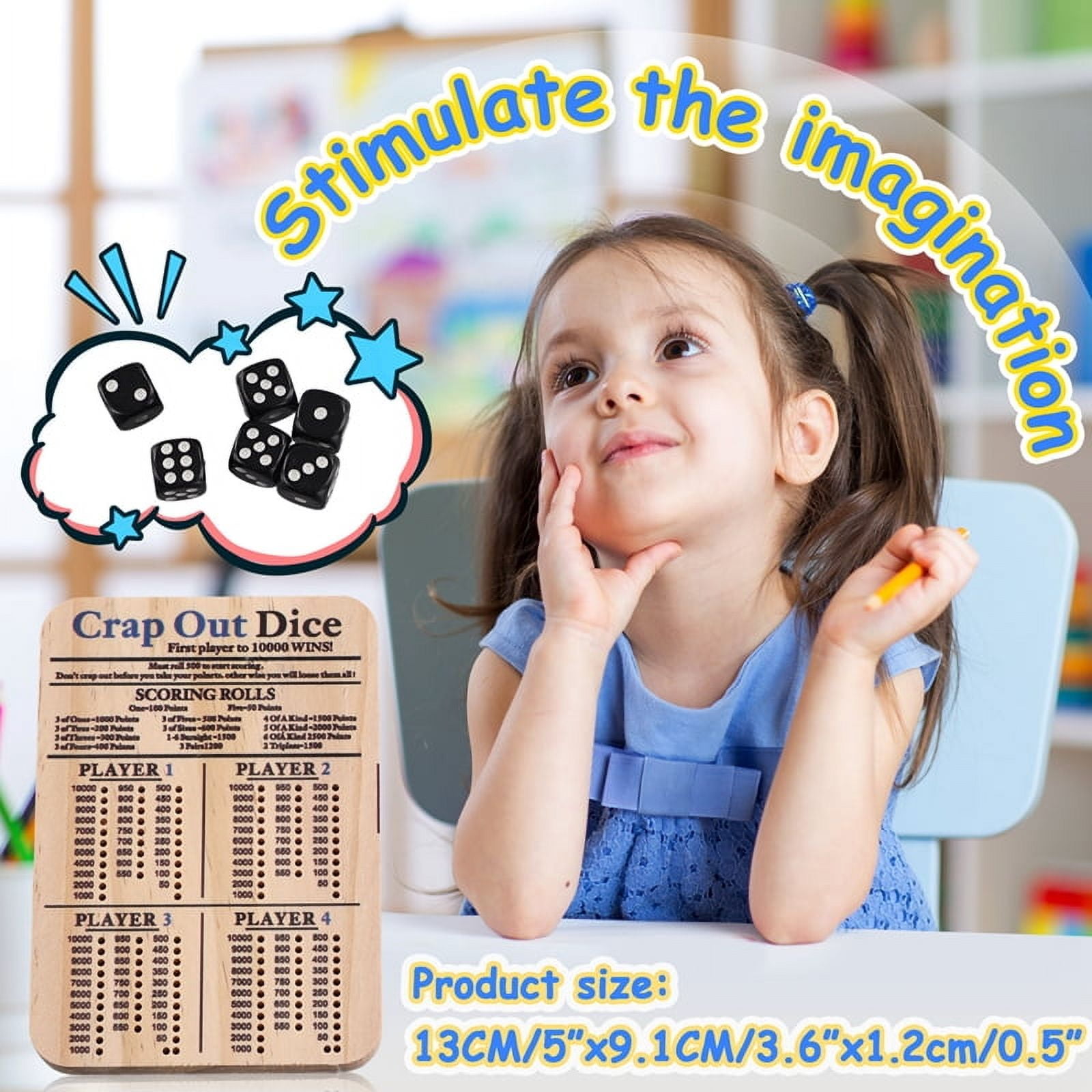 Wooden Crap Out Dice Score Board Classic Family Game Round Funny Dice ...