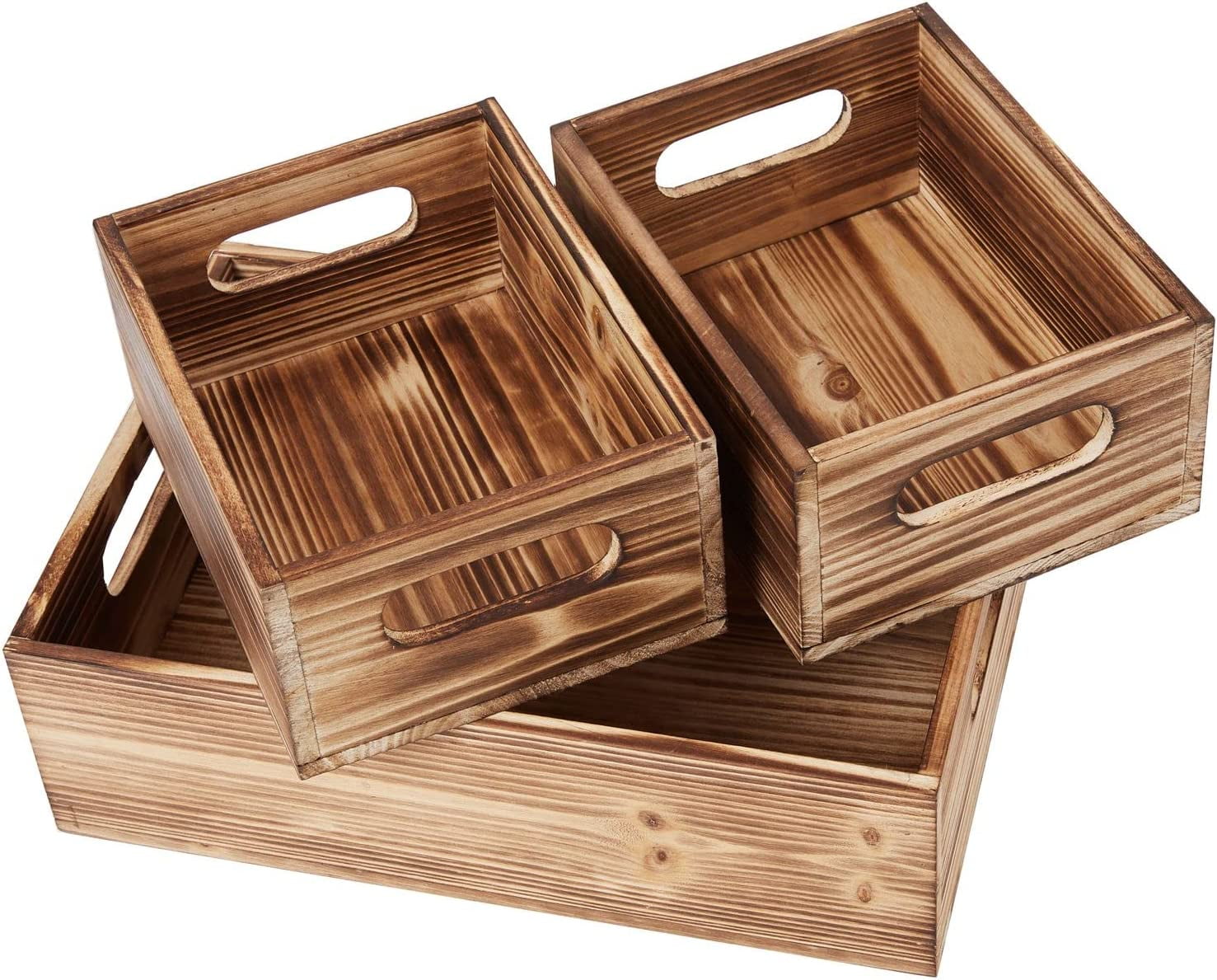 Wooden Crate Stackable Decorative Wood Crates set of 3 for Storage ...