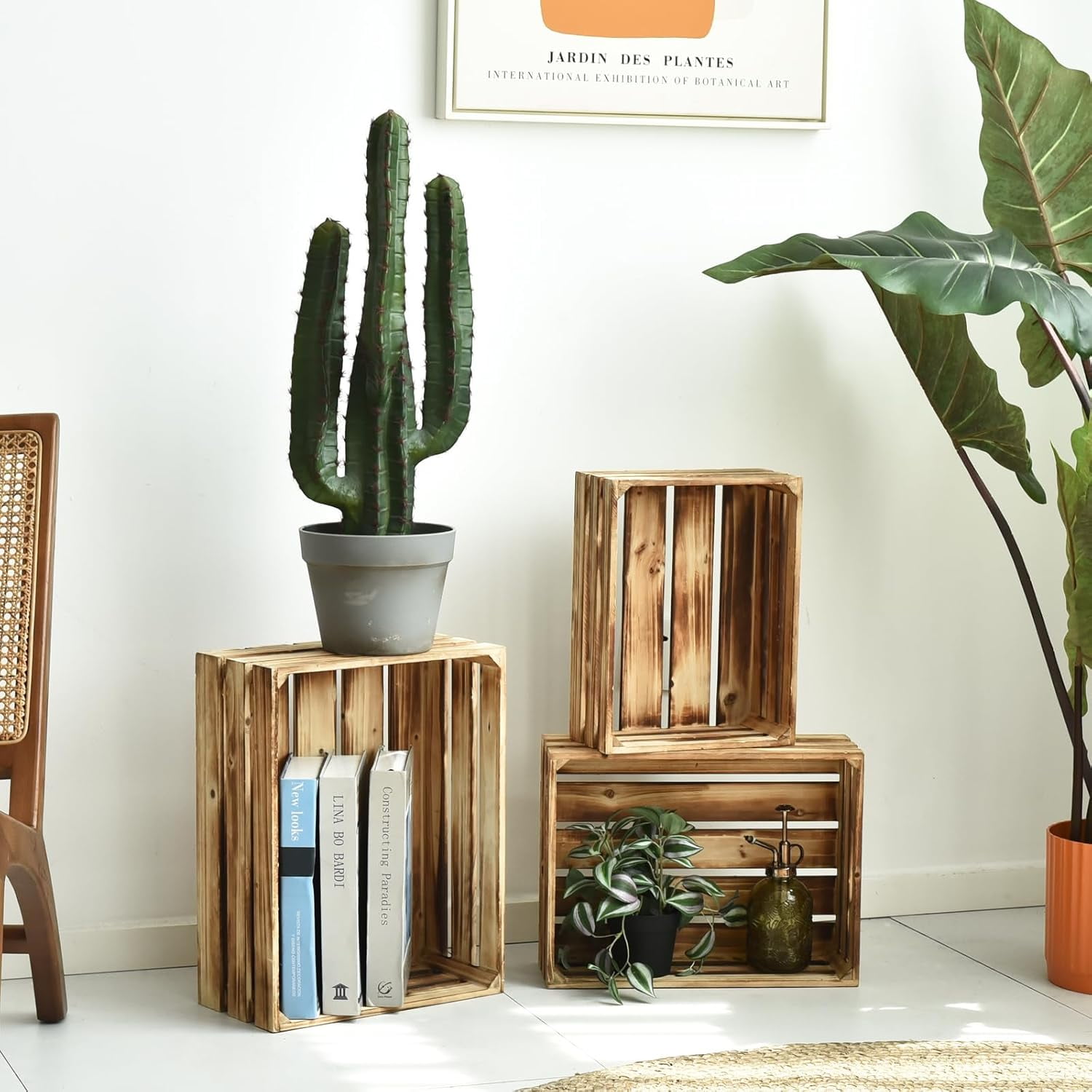 Wooden Crates Set of 3 - Large Rustic Wood Nesting Crates for ...