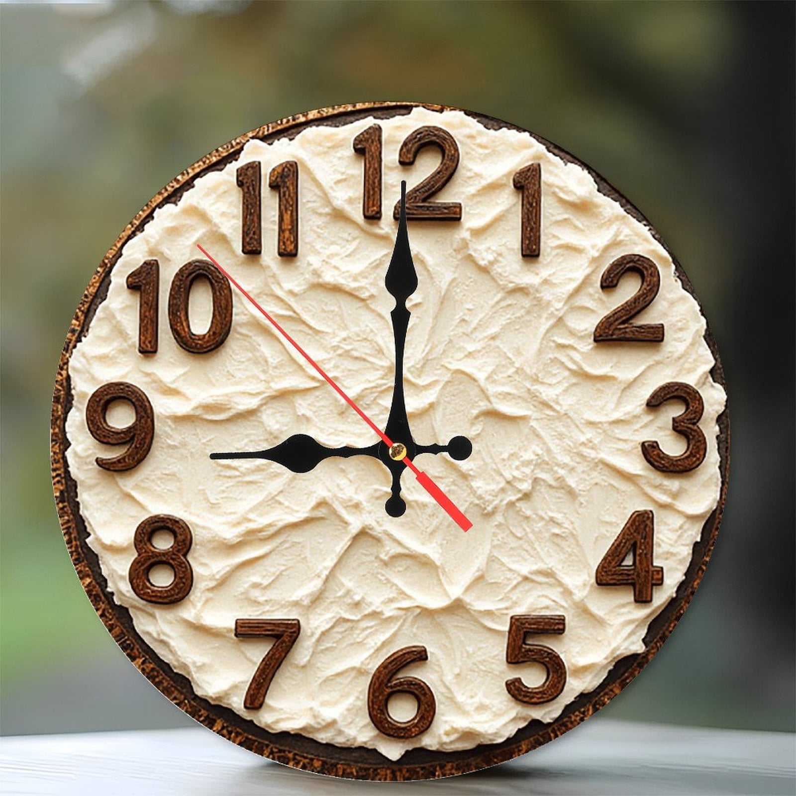Wooden Cream Wall Clock Home Decor 10-Inch Silent Wooden Wall Clock ...
