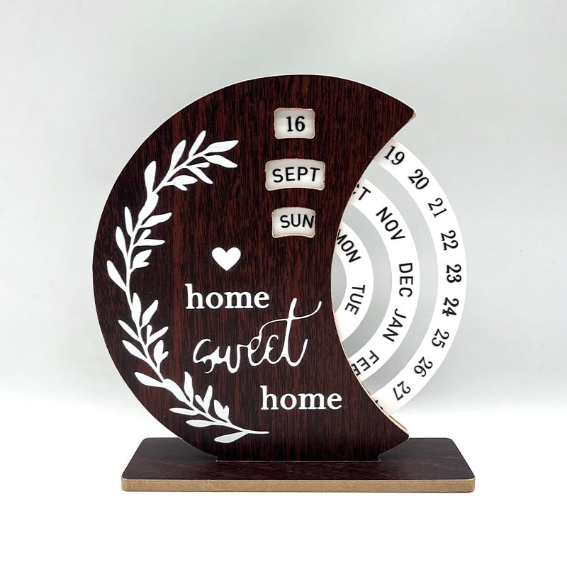 Wooden Creative Calendar Perpetual Calendar Home Decoration Office Desk ...
