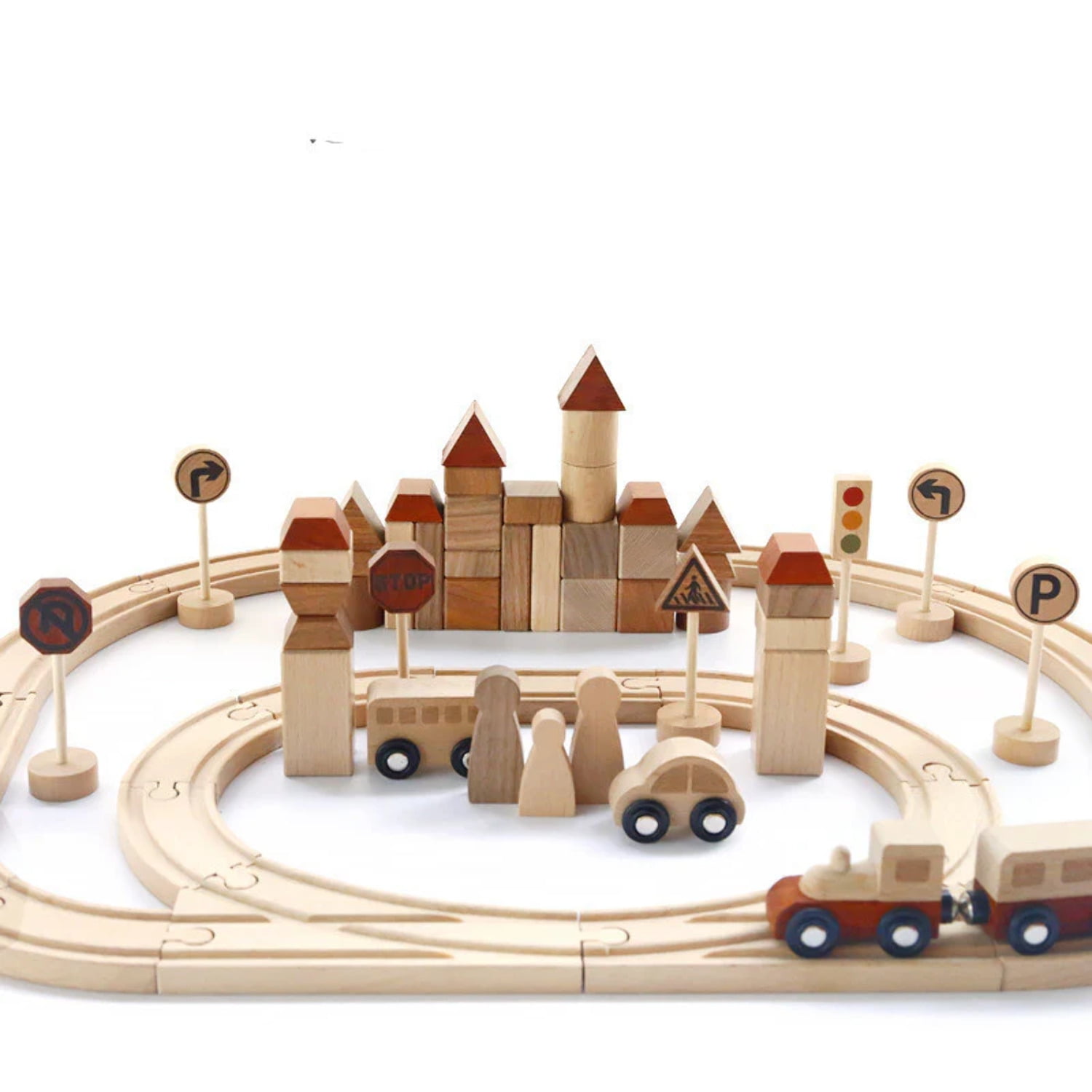 Wooden Creative Forest Track Children Puzzle To Build Urban Rail ...