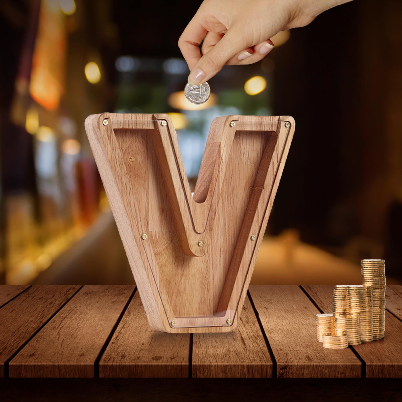 Wooden Creative Money Gift,Personalized Piggy Bank,Wooden Letter Piggy ...