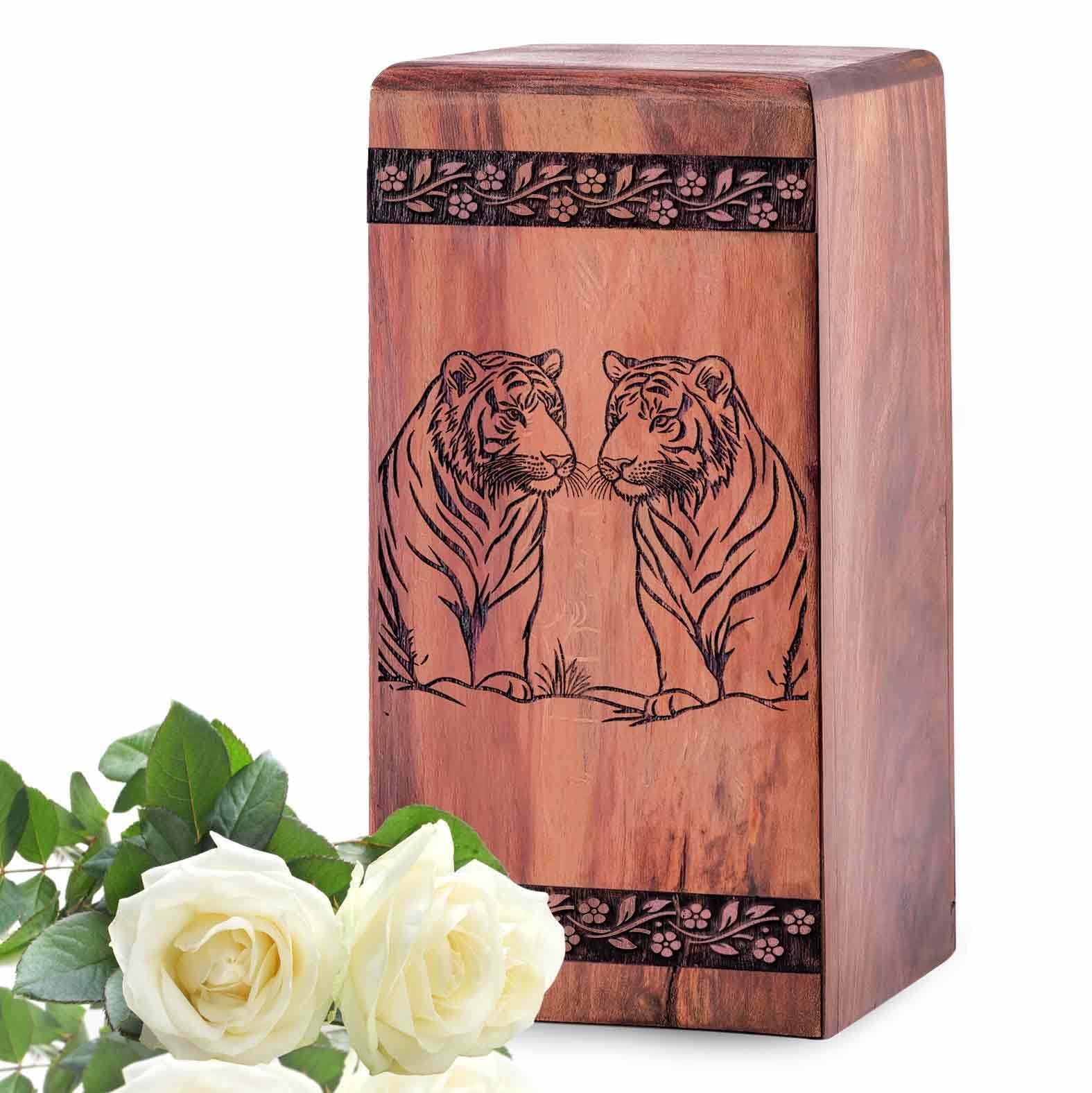 Wooden Cremation Tiger Urns for Human Ashes Adult Male - Wood Urn for ...