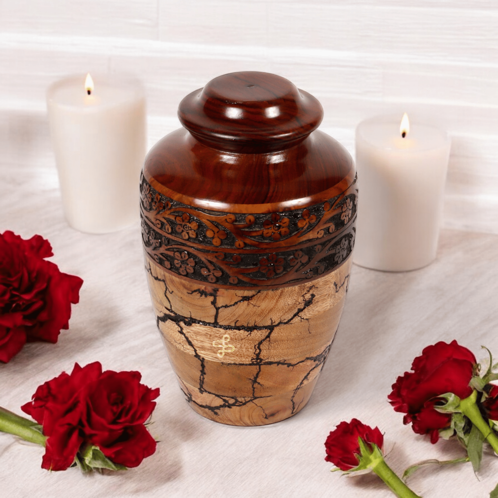 Wooden Cremation Urn - Handcrafted Sheesham Wood Funeral Urn with ...