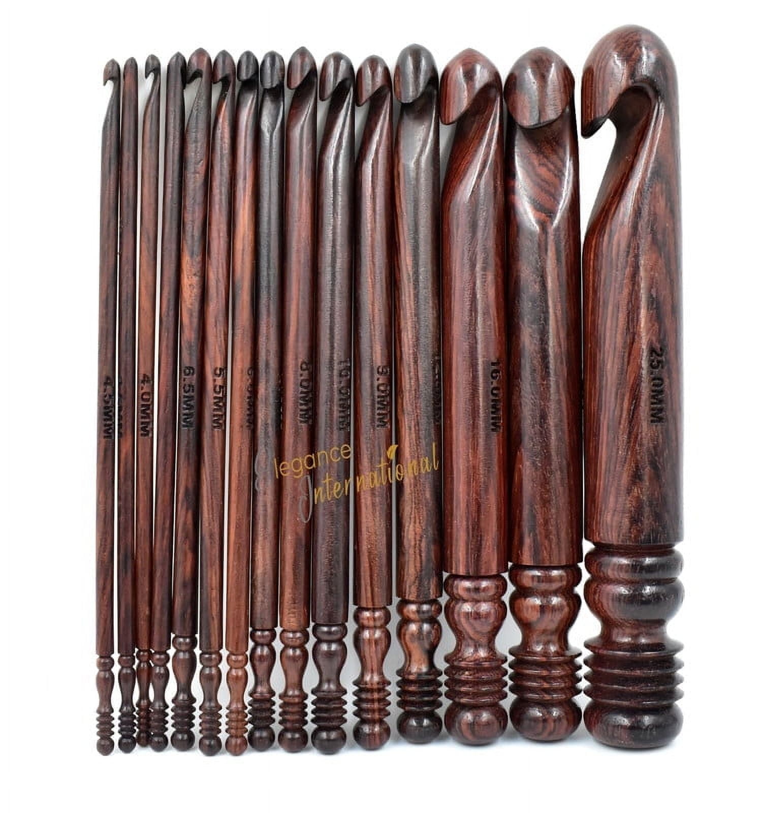 Crochet Needles For Yarn 15-Size Wooden Crochet Hooks Set - 3.5mm To ...