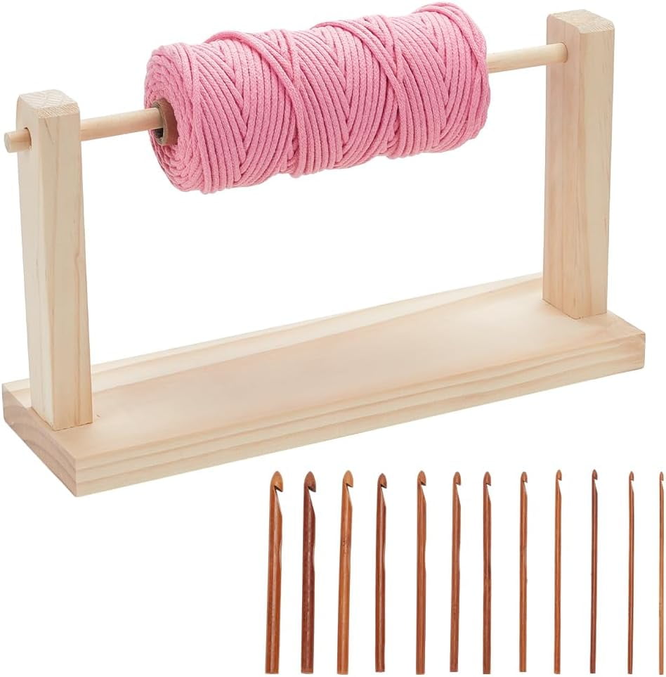 Wooden Crochet Yarn Holder Organizer Rack Ribbon Sticker Roll Storage ...