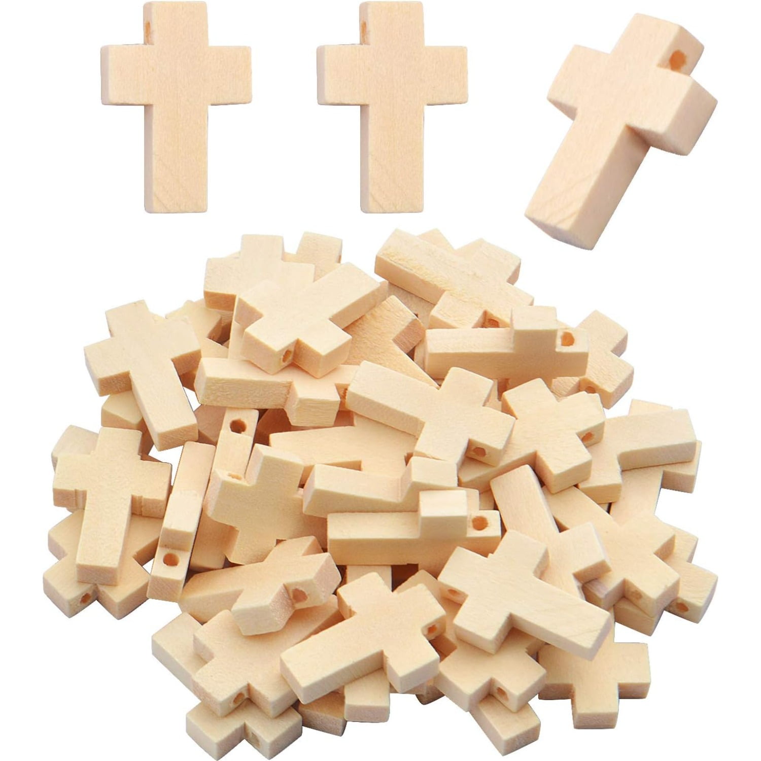 Wooden Crosses Bulk,50pcs Natural Wood Crosses Charms Mini Cross ...