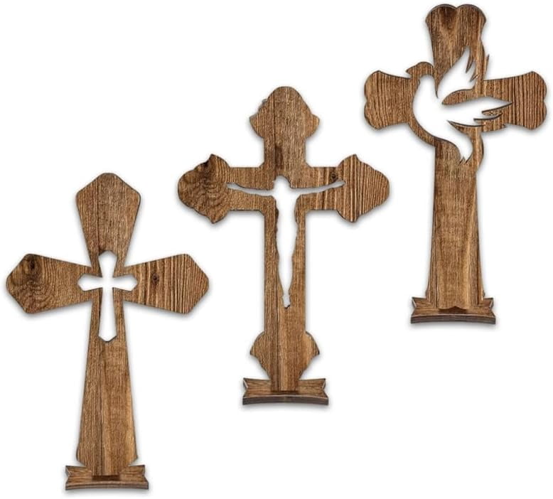 Wooden Crosses for Crafts – 3 Rustic Wood Crosses for Baptism & Decor ...