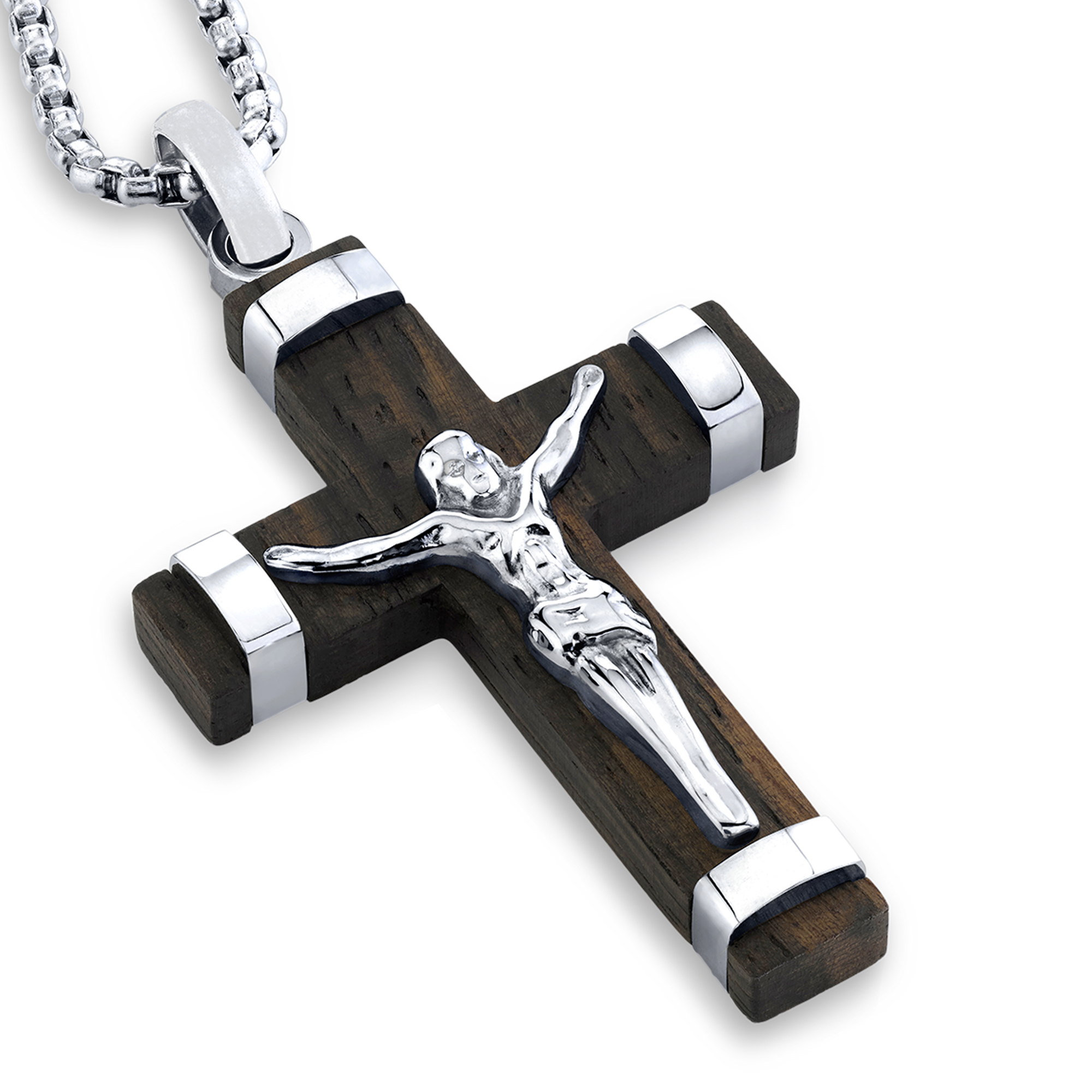 Mens Diamond Accent Stainless Steel Cross Pendant Necklace - Walmart.com