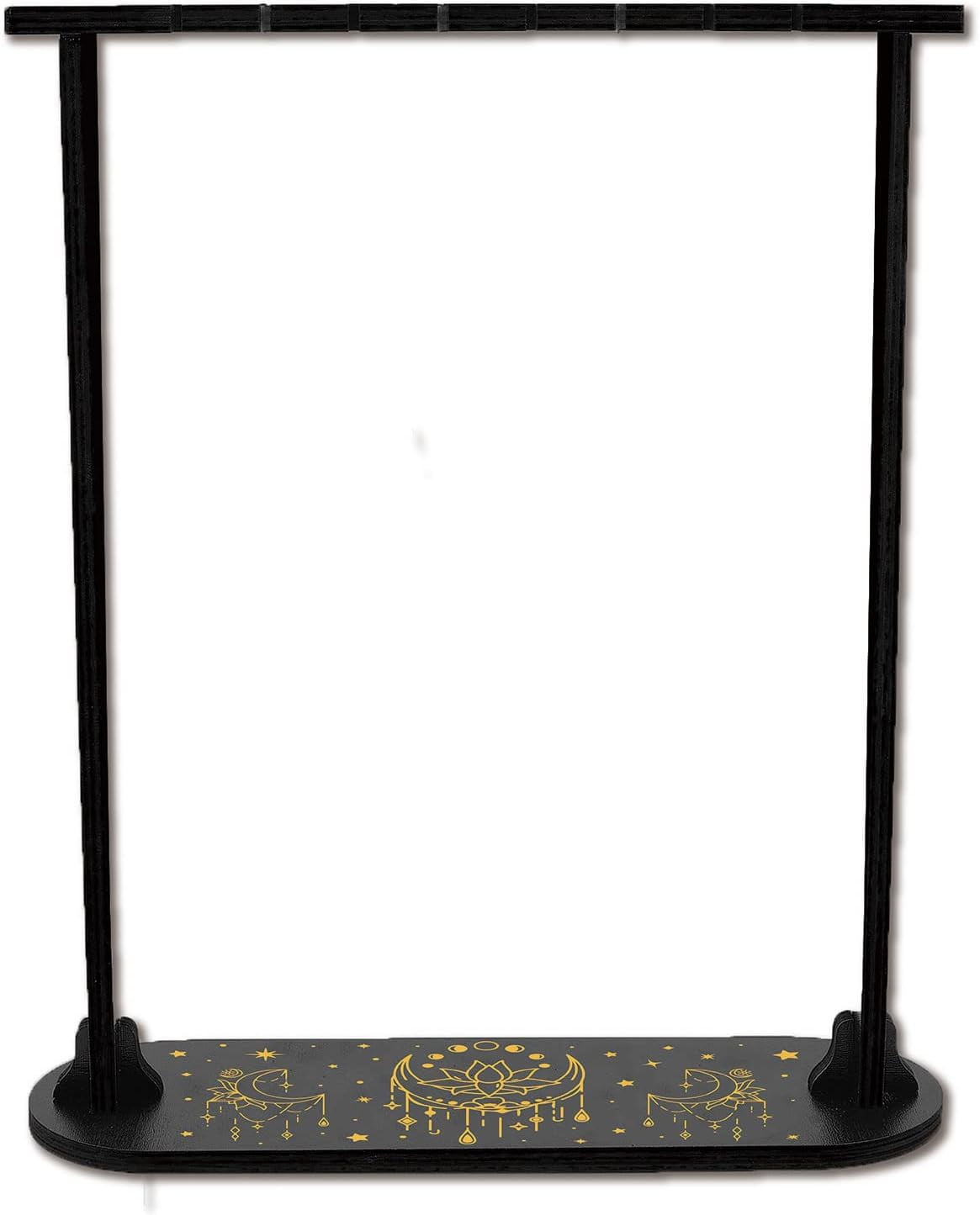 Wooden Crystal Display Shelf Black Oval Crystal Holder Stand Rustic ...