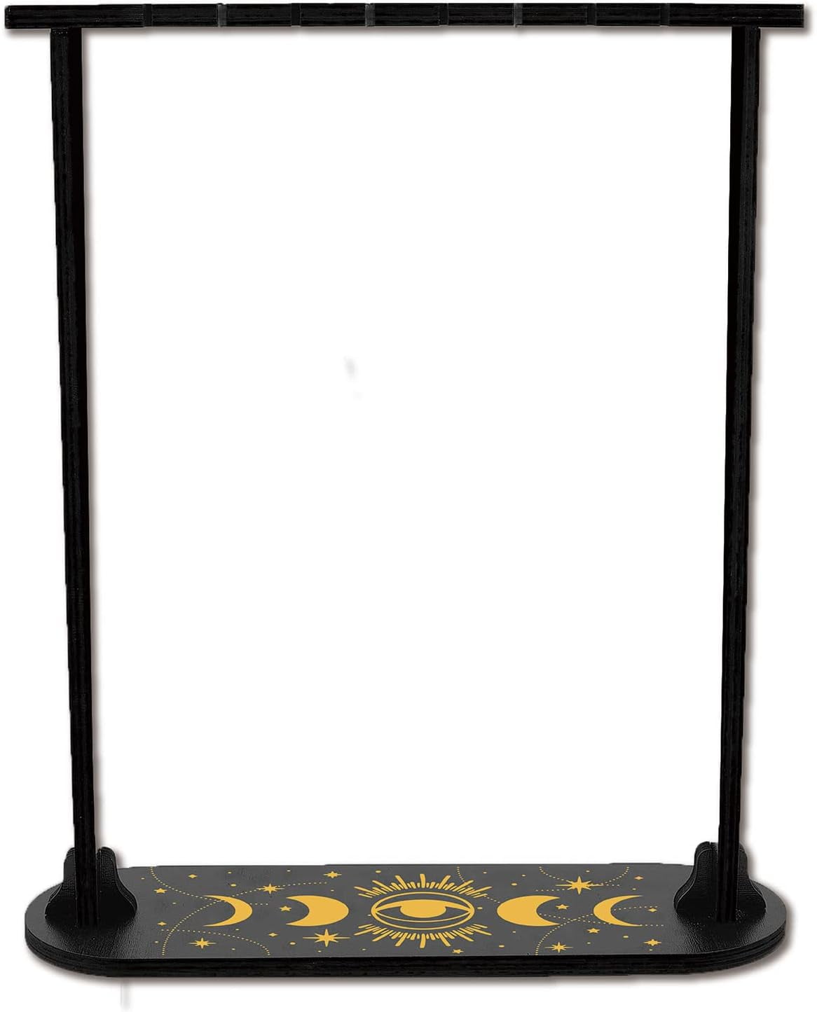 Wooden Crystal Display Shelf Black Oval Crystal Holder Stand Rustic ...