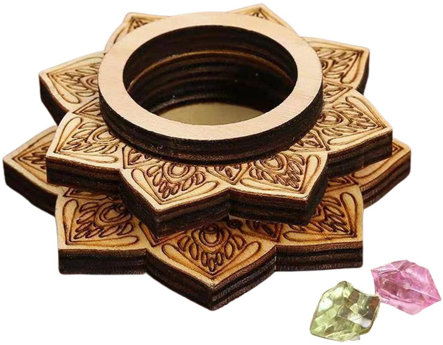 Wooden Crystal Holder / Lotus Base, Geometric Decorative Crystal Ball ...