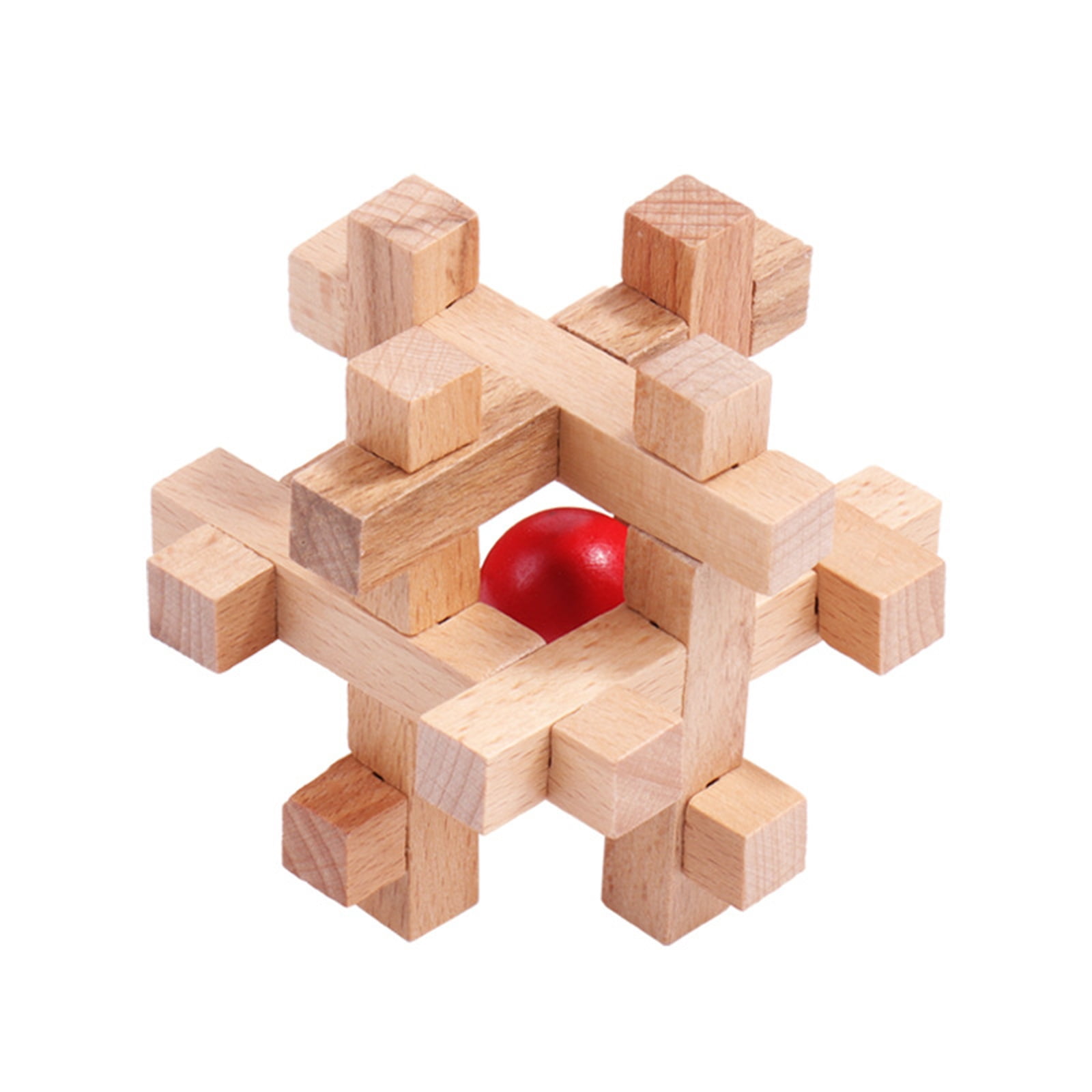 Wooden Cube Brain Teaser Puzzle Luban Lock Toy Educational Multi Style ...
